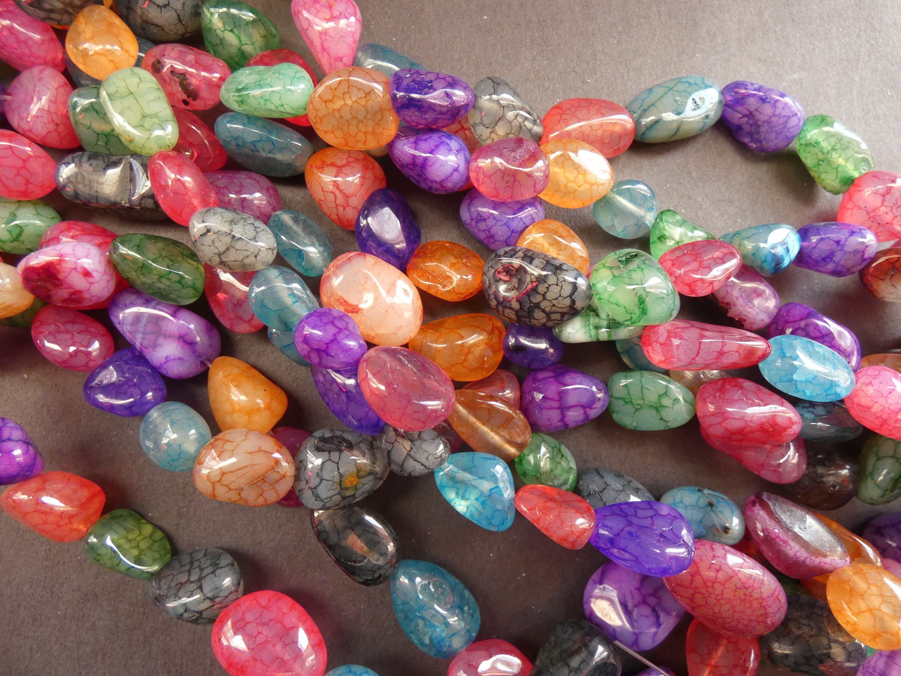 15-16 Inch 8-16mm Natural Crackle Agate Bead Strand, Dyed, About 30-40 ...