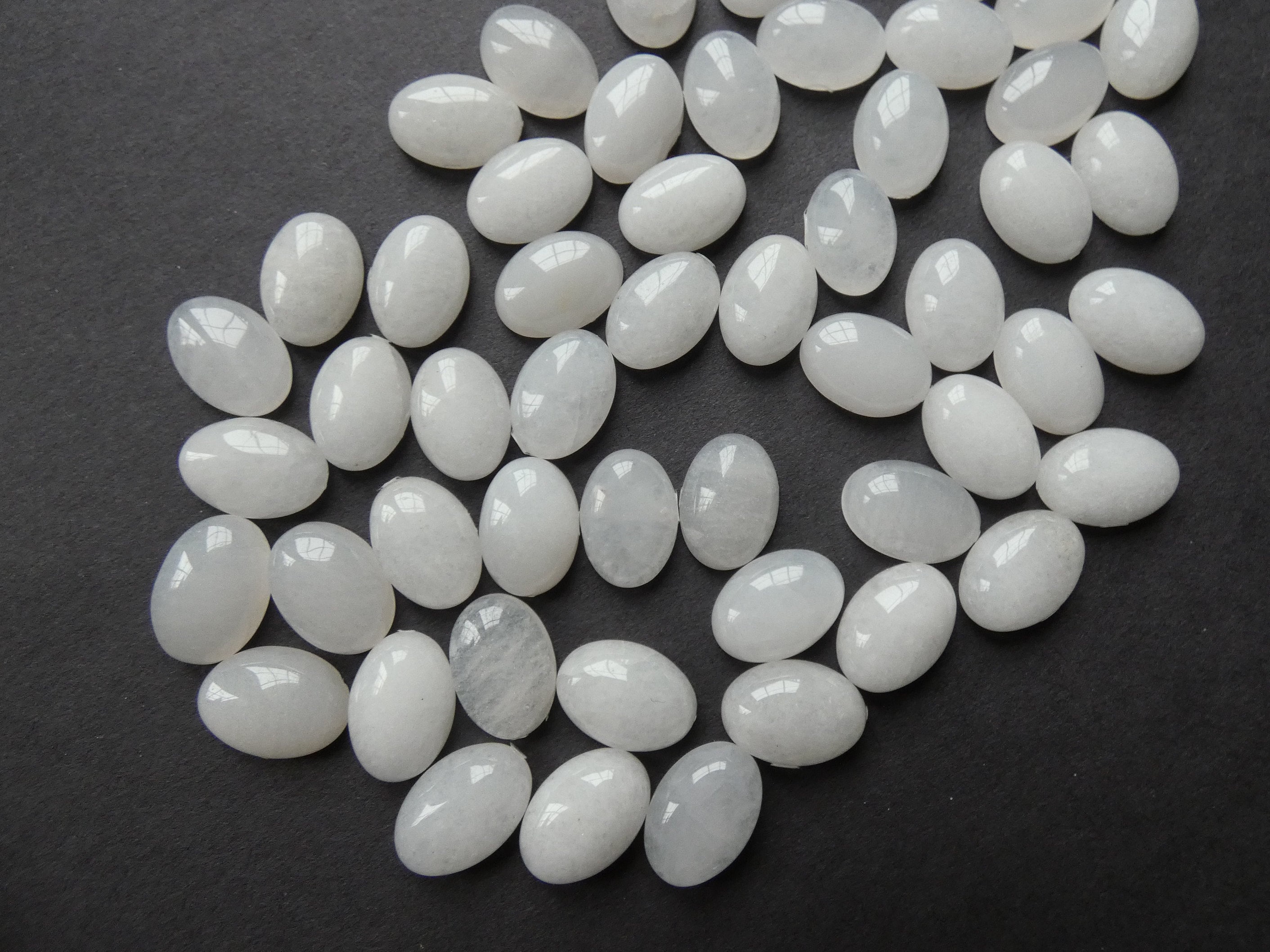 14x10mm Natural White Jade Cabochon,Oval Gemstone Cabochon, White Stone ...