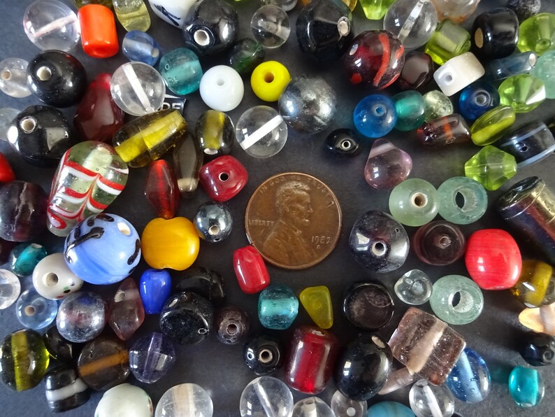 100 Gram Mixed Glass Bead Pack 3-26mm About 80-140 Beads - Etsy