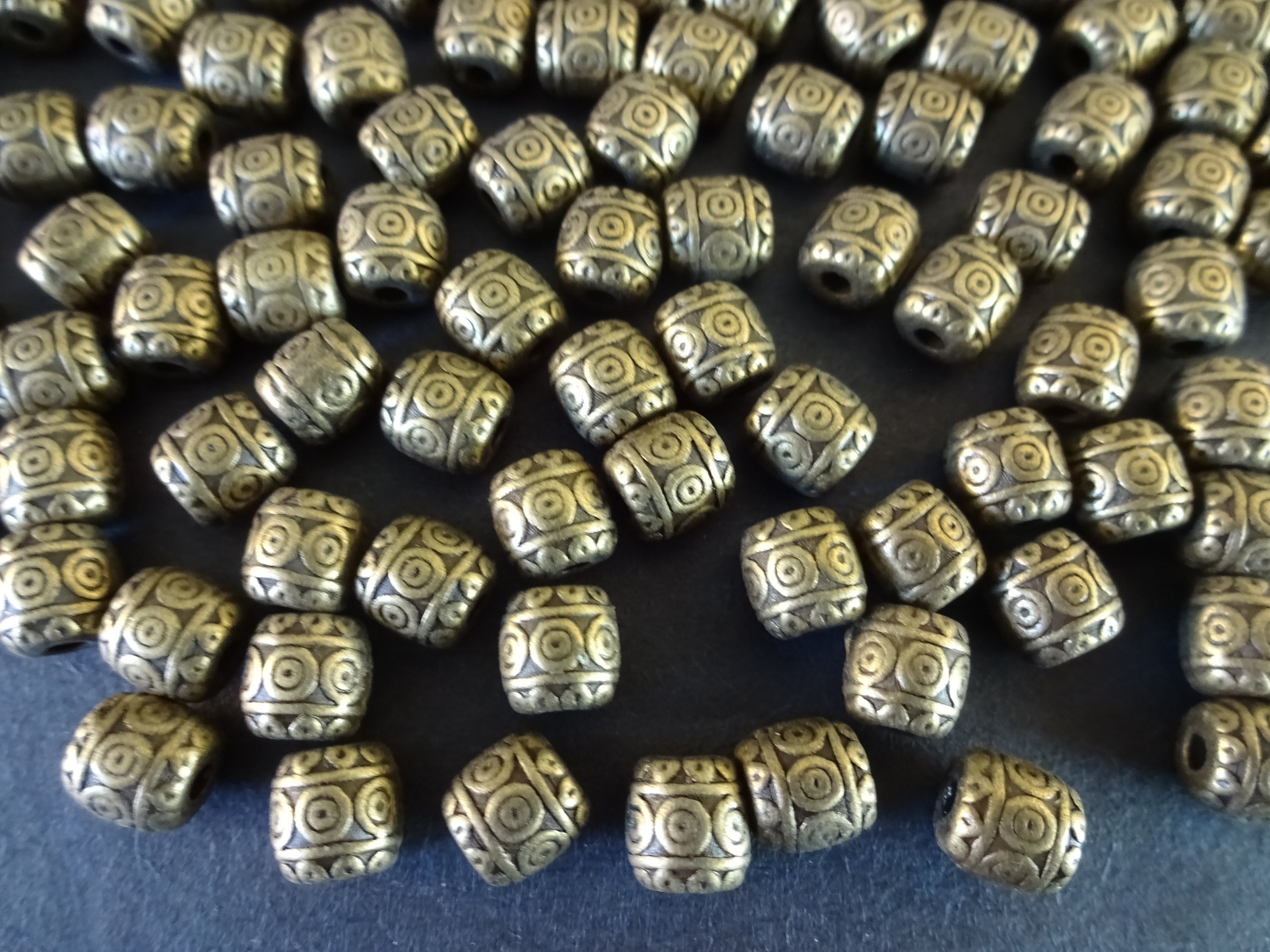 50 Pack of 6mm Barrel Beads, European Style Metal Bead, Metal Barrel ...