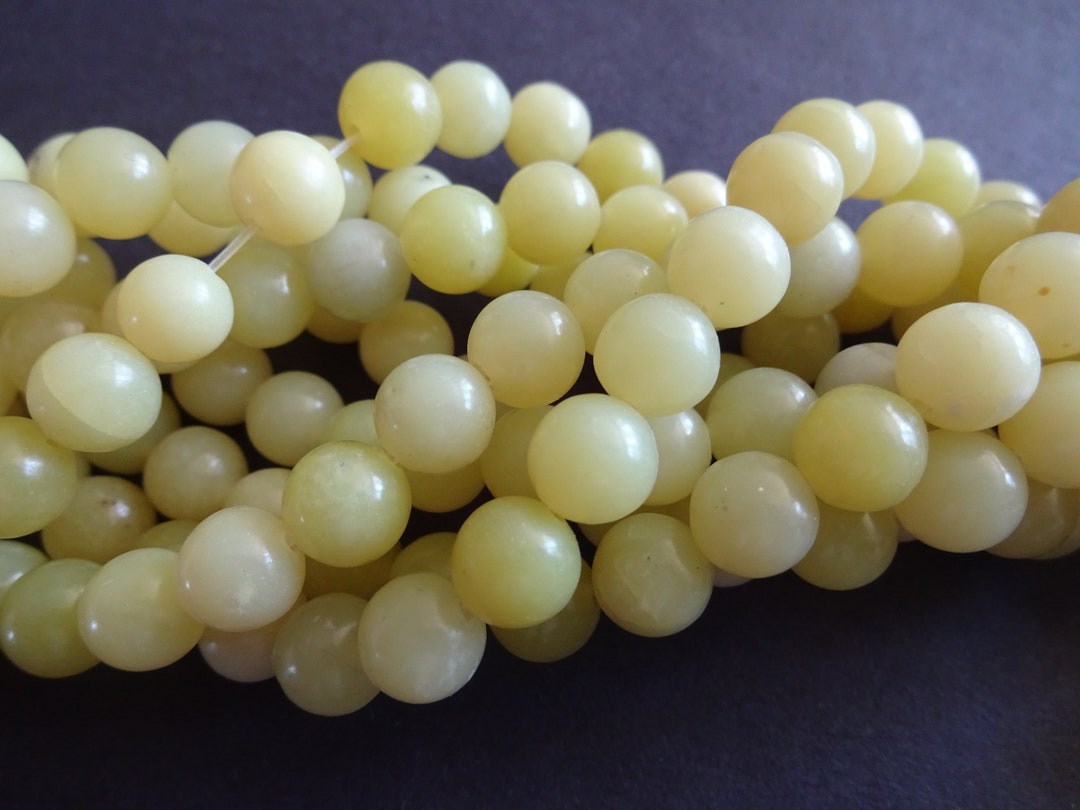 8-8.5mm Natural Lemon Jade Ball Beads, 15.5 Inch Strand With About 47 ...