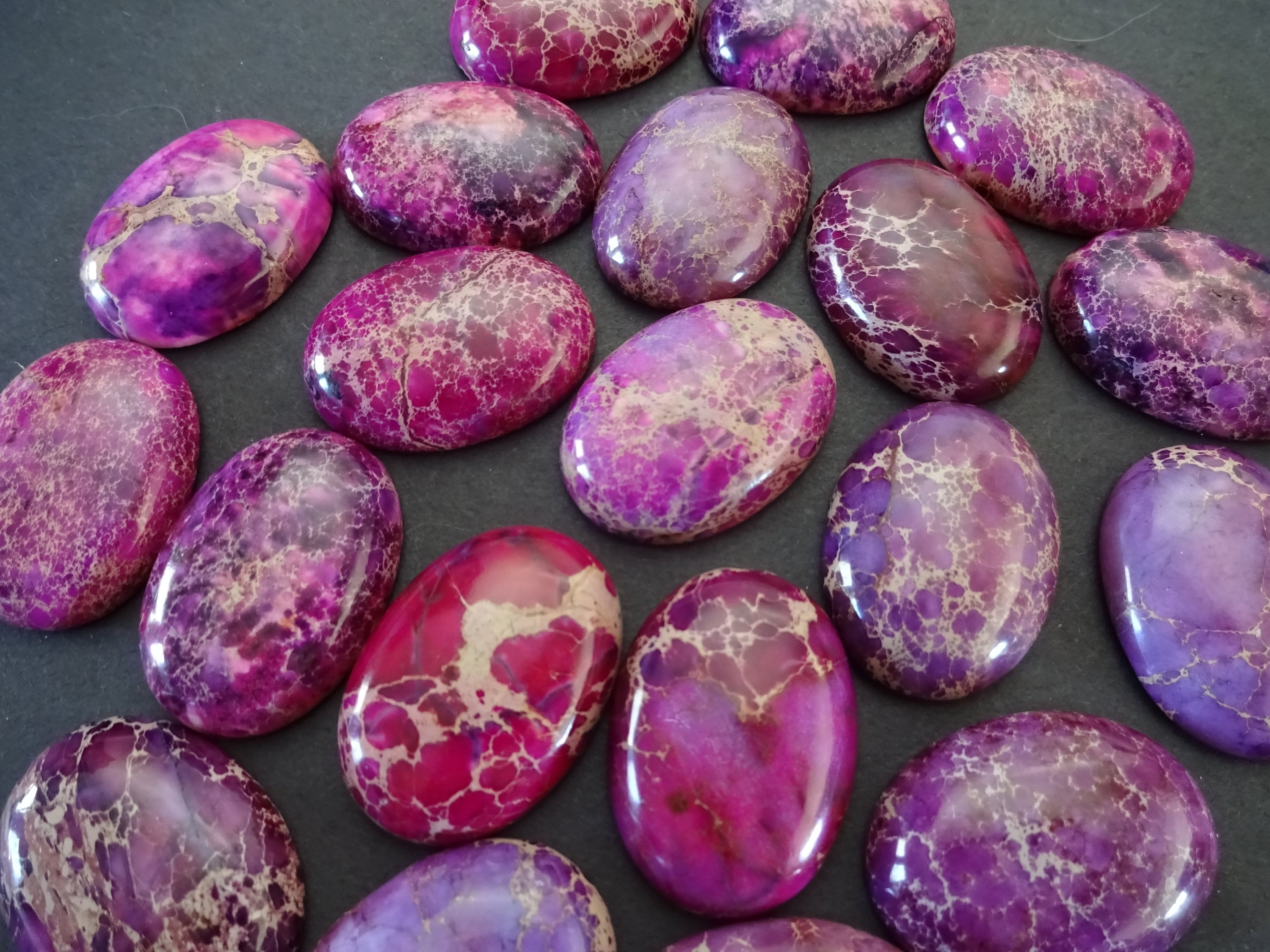 30x22mm Purple Regalite Cabochon, Dyed Oval Cabochon, Polished Regalite ...