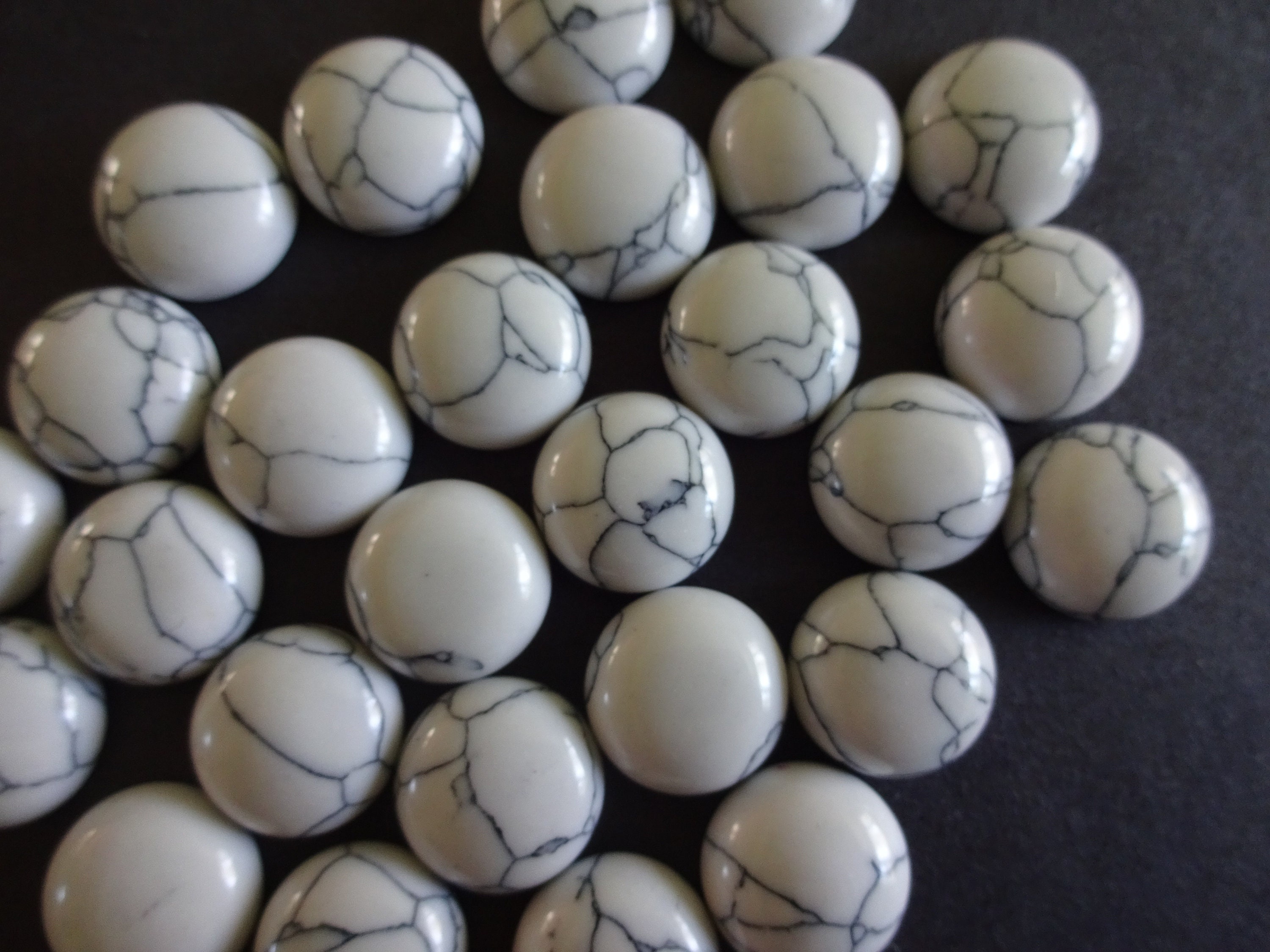 12x5mm Natural Howlite Cabochon, Round Gemstone Cabochon, Polished Gem ...