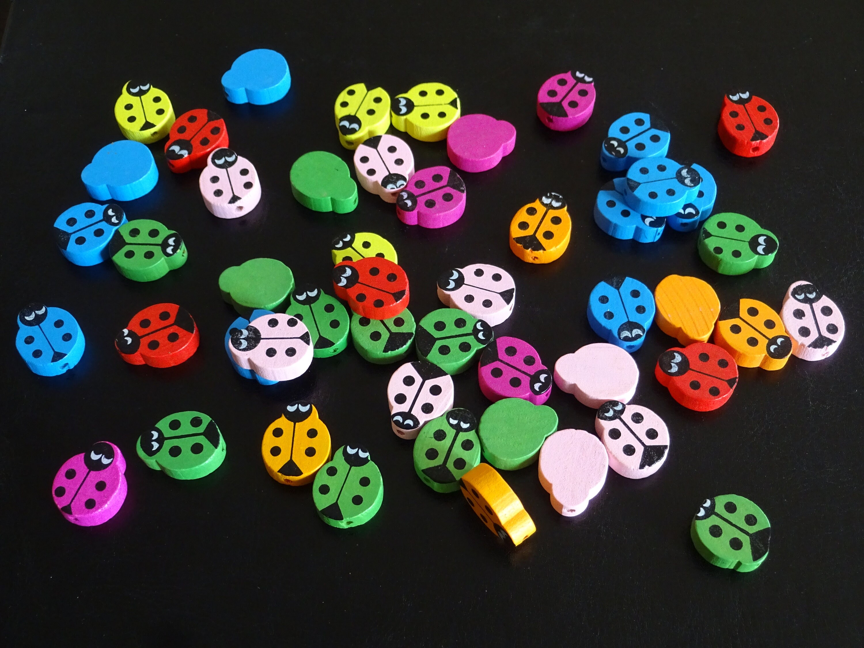 18x15mm Dyed Wooden Ladybug Beads, Mixed Variety, Multicolor, Bright ...
