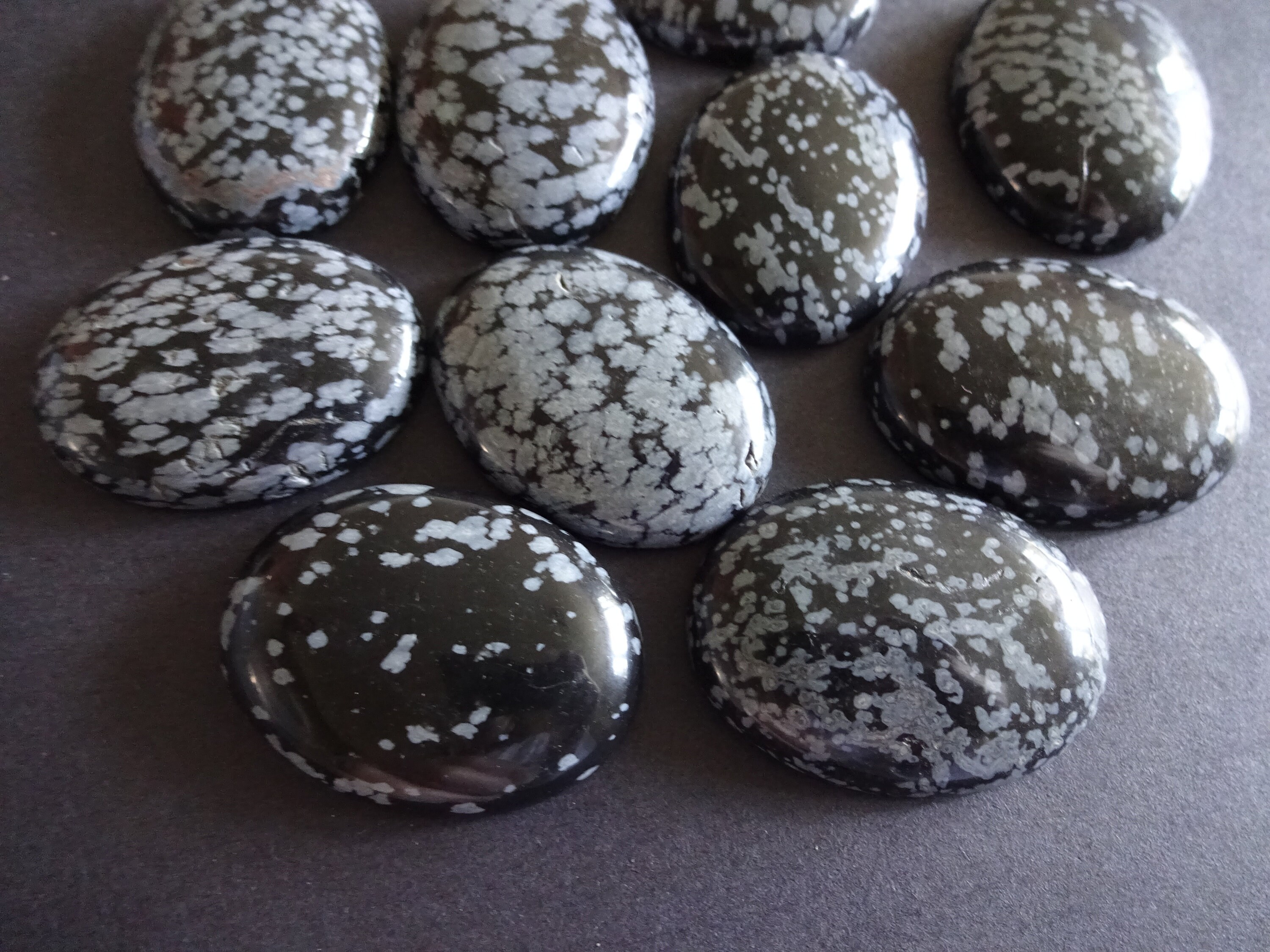 40x30mm Natural Snowflake Obsidian Cabochon, Oval Gemstone Cabochon ...