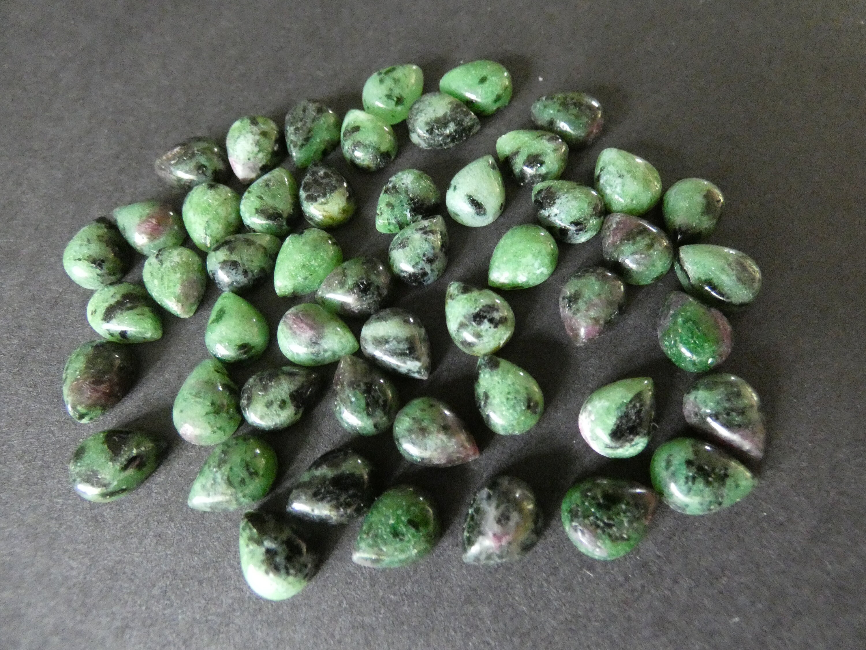 8x6mm Natural Ruby in Zoisite Cabochon, Teardrop, Green and Purple ...