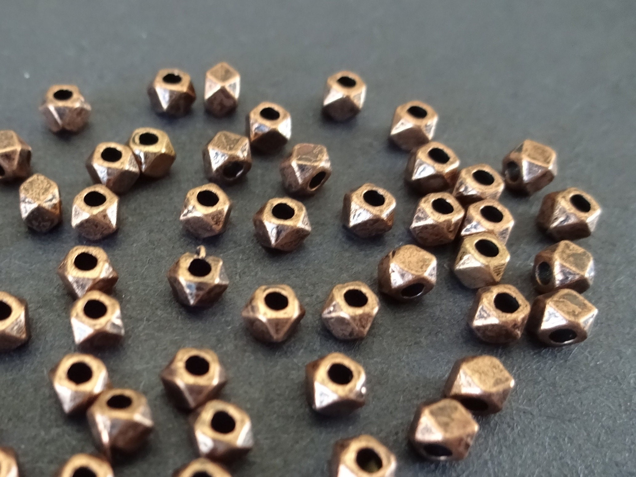 50 PACK 3x2.5mm Alloy Metal Screw Nut Beads, Antique Copper Color ...