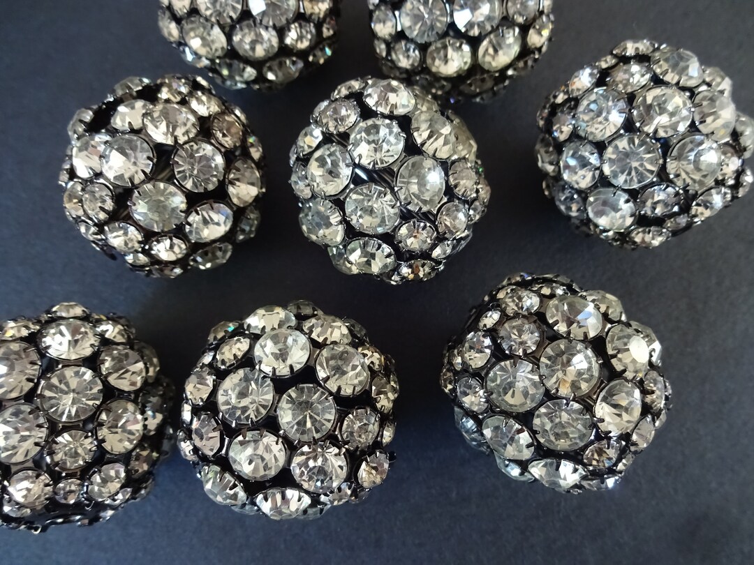 30mm Extra Large Rhinestone Round Beads, Brass and Rhinestone Bead ...