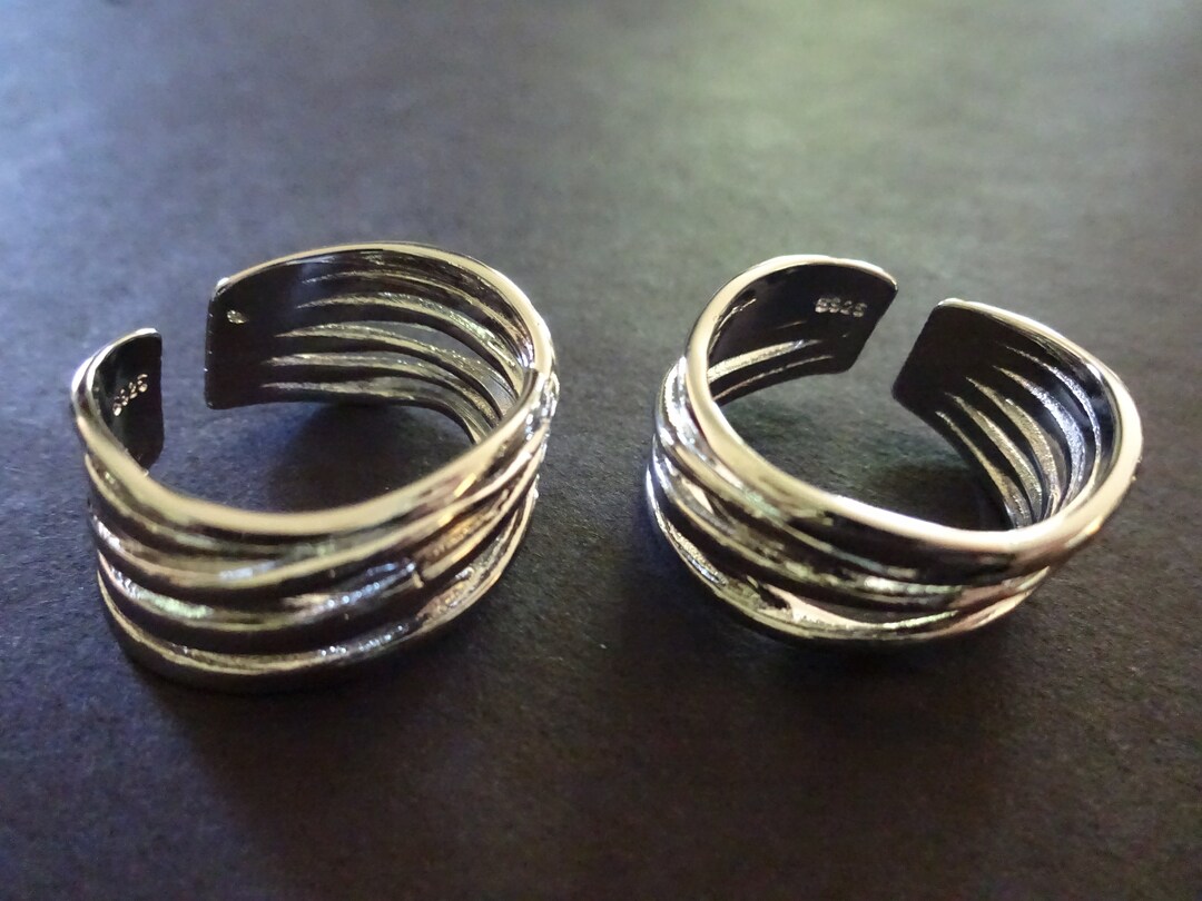 925 Sterling Silver Resizable Ring, Interwoven Design Ring, Adjustable ...