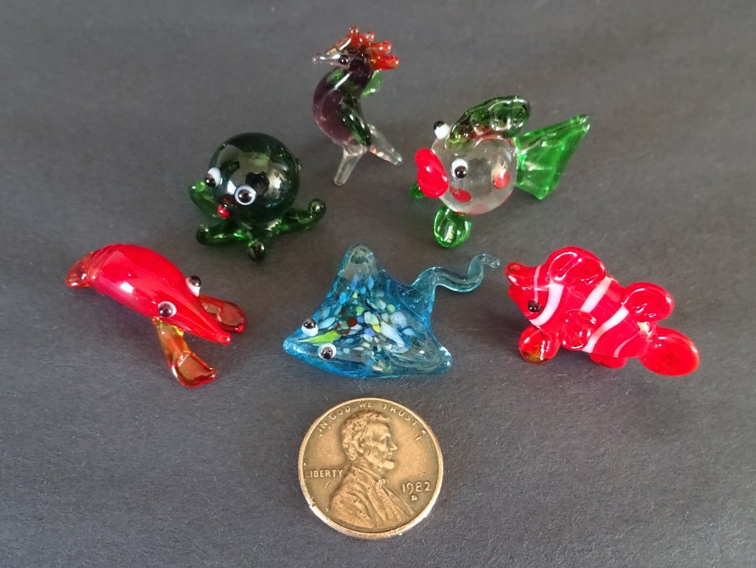 Mini Lampwork Glass Sea Animals, Small Decorative Glass Animals ...
