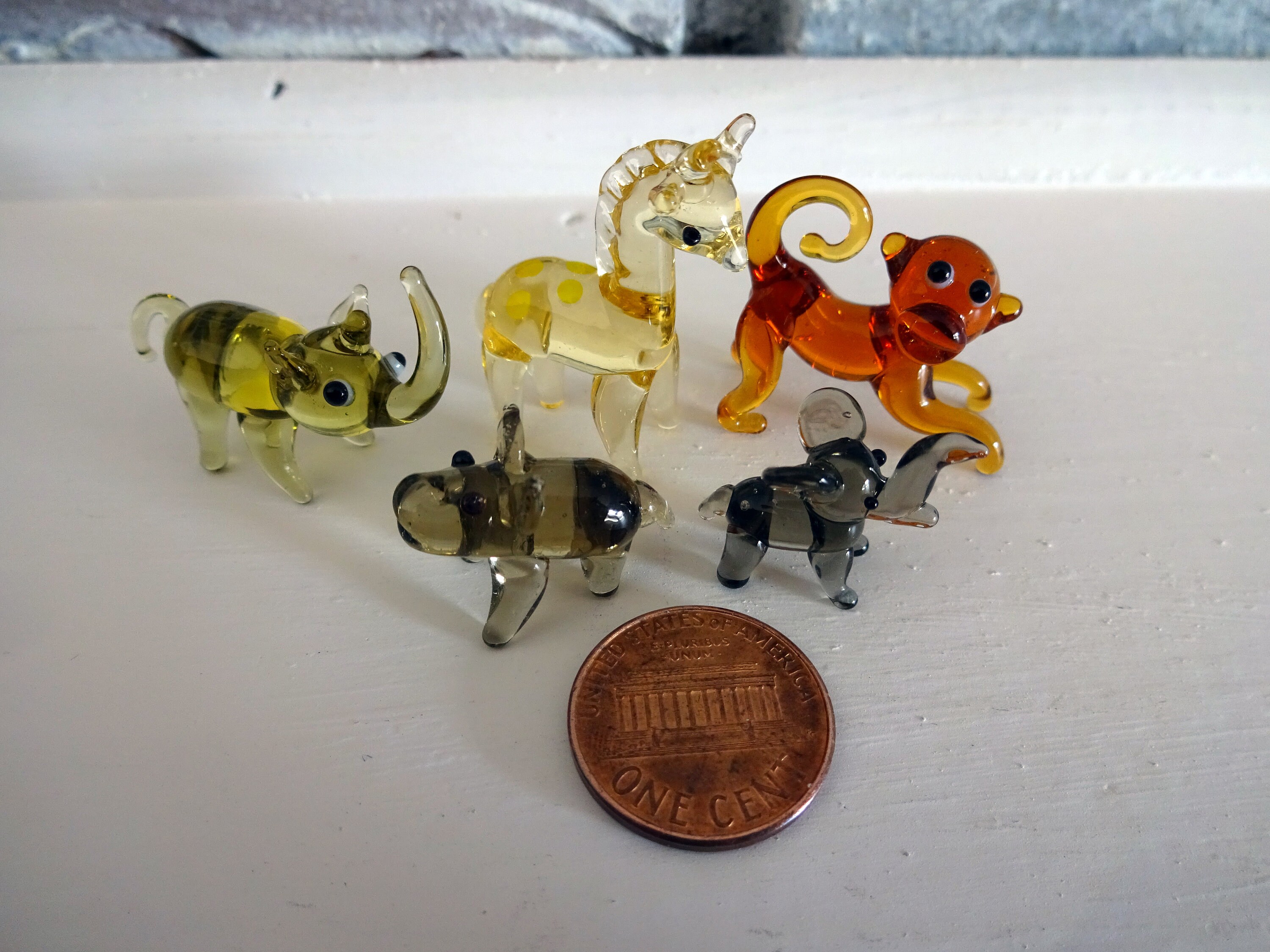 Mini Glass Animal Set, 19-35mm Lampwork Zoo Animals, Collect All 5 ...