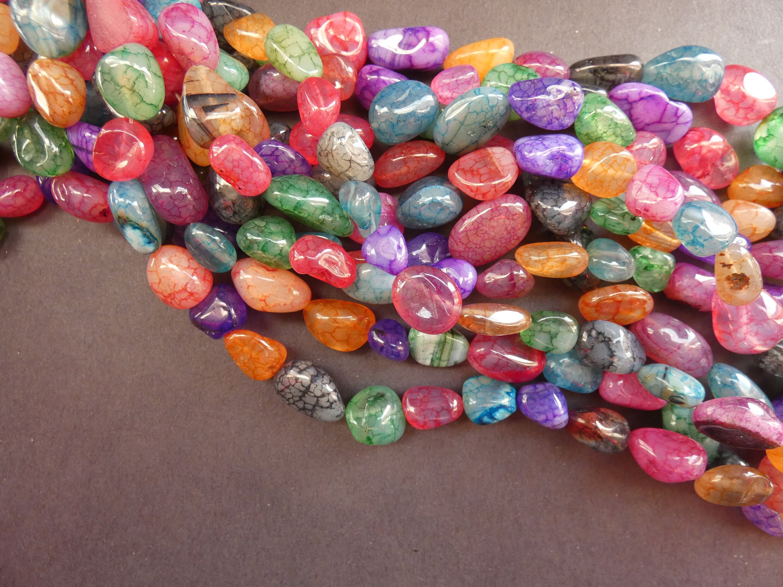 15-16 Inch 8-16mm Natural Crackle Agate Bead Strand, Dyed, About 30-40 ...