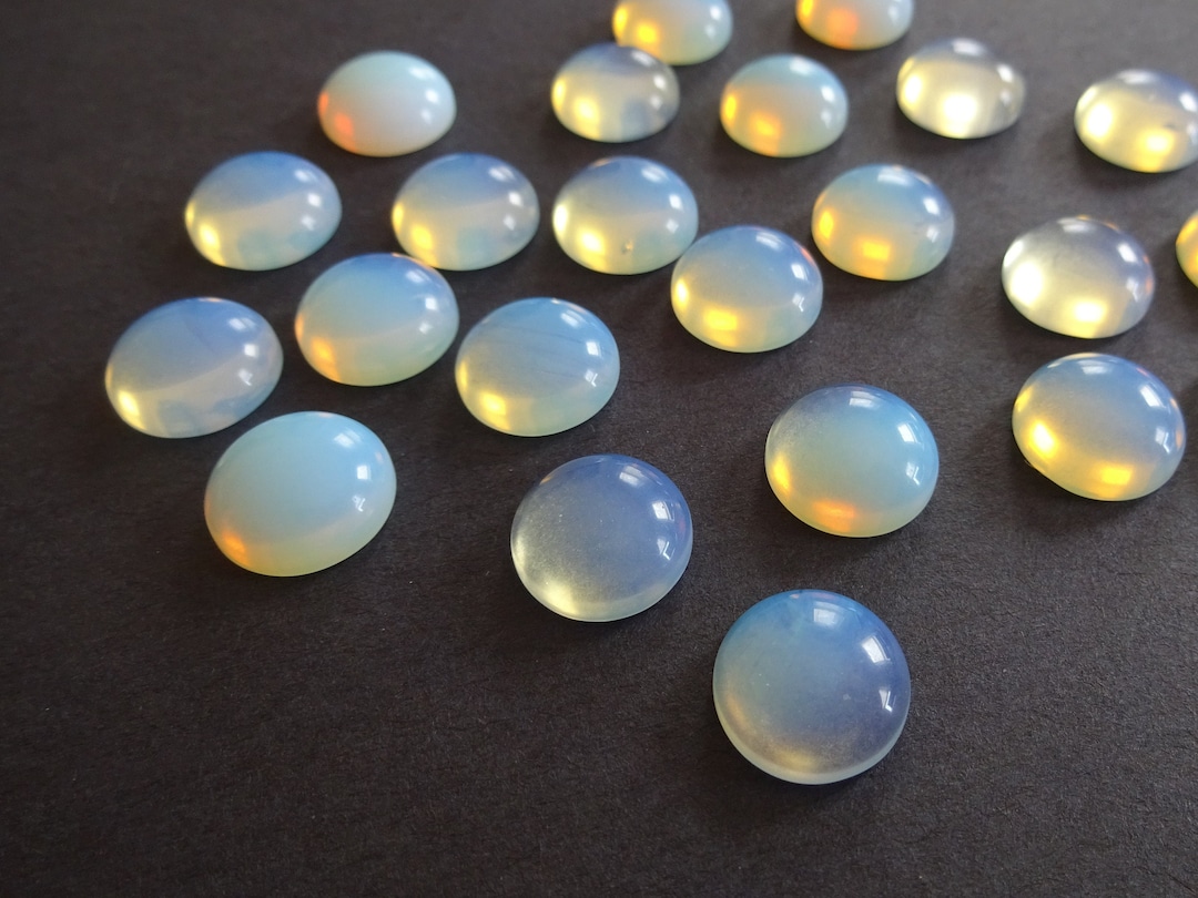 12x5mm Glass Opalite Cabochon, Round Half Dome Cabochon, Polished ...