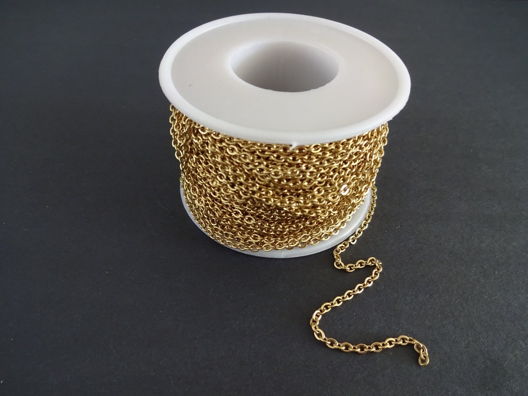 25 Meters 304 Stainless Steel Rolo Chain, Soldered, 3x2.5x0.5mm Chain ...