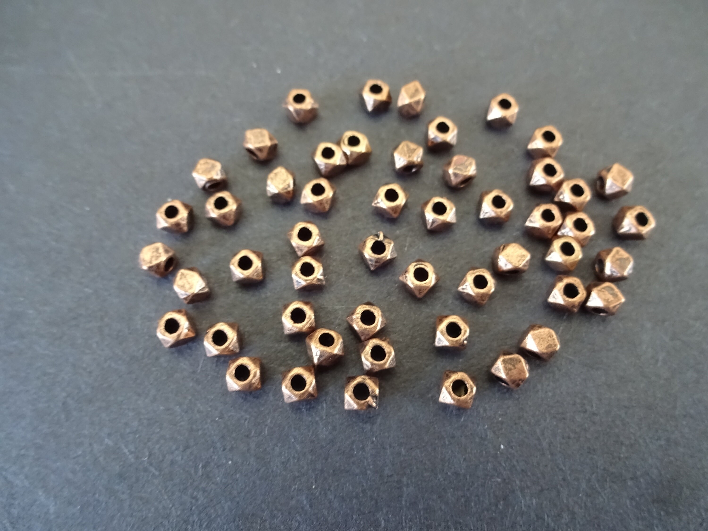50 PACK 3x2.5mm Alloy Metal Screw Nut Beads, Antique Copper Color ...