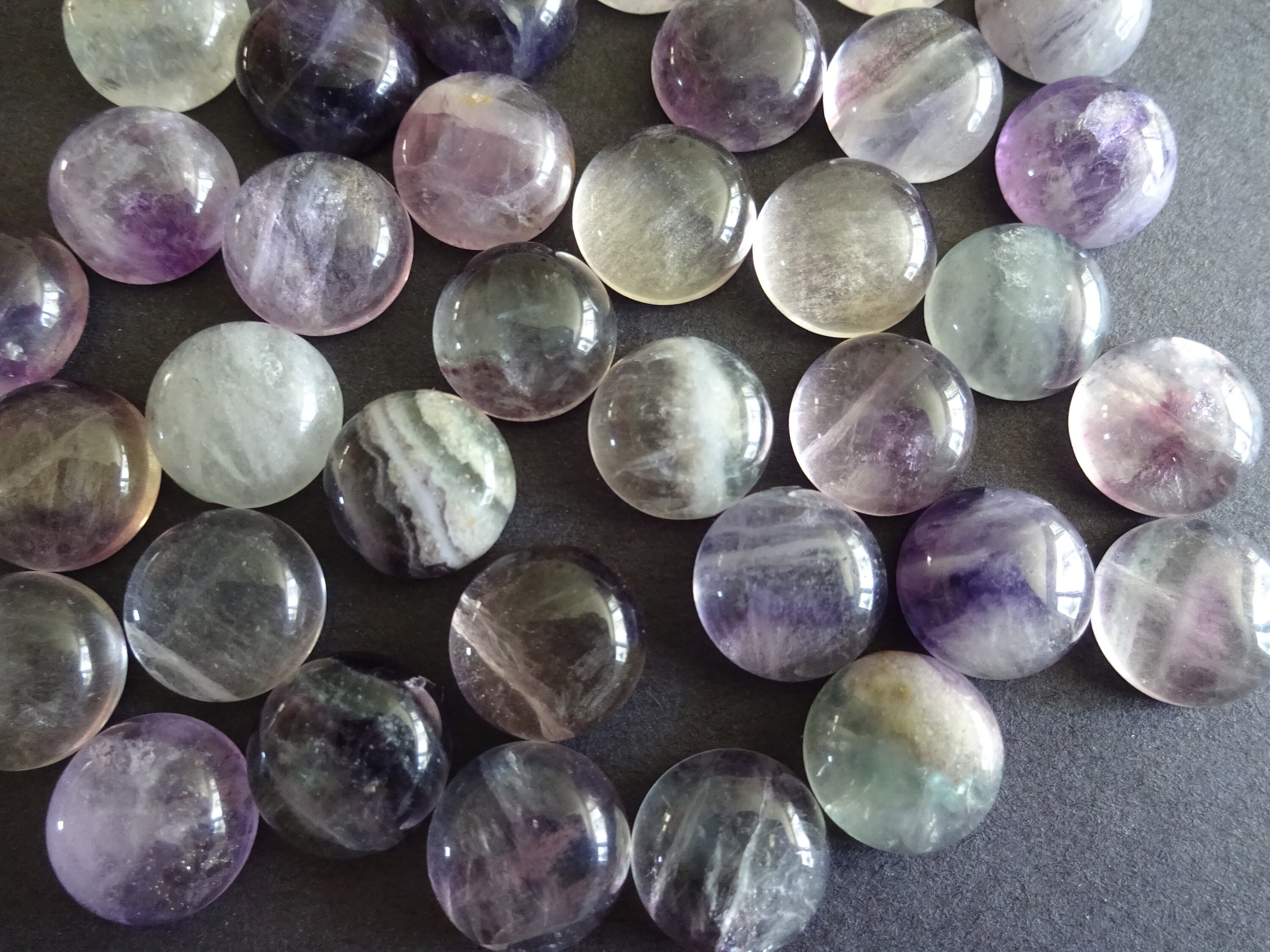 12x4mm Natural Fluorite Cabochon, Round Gemstone Cabochon, Polished Gem ...