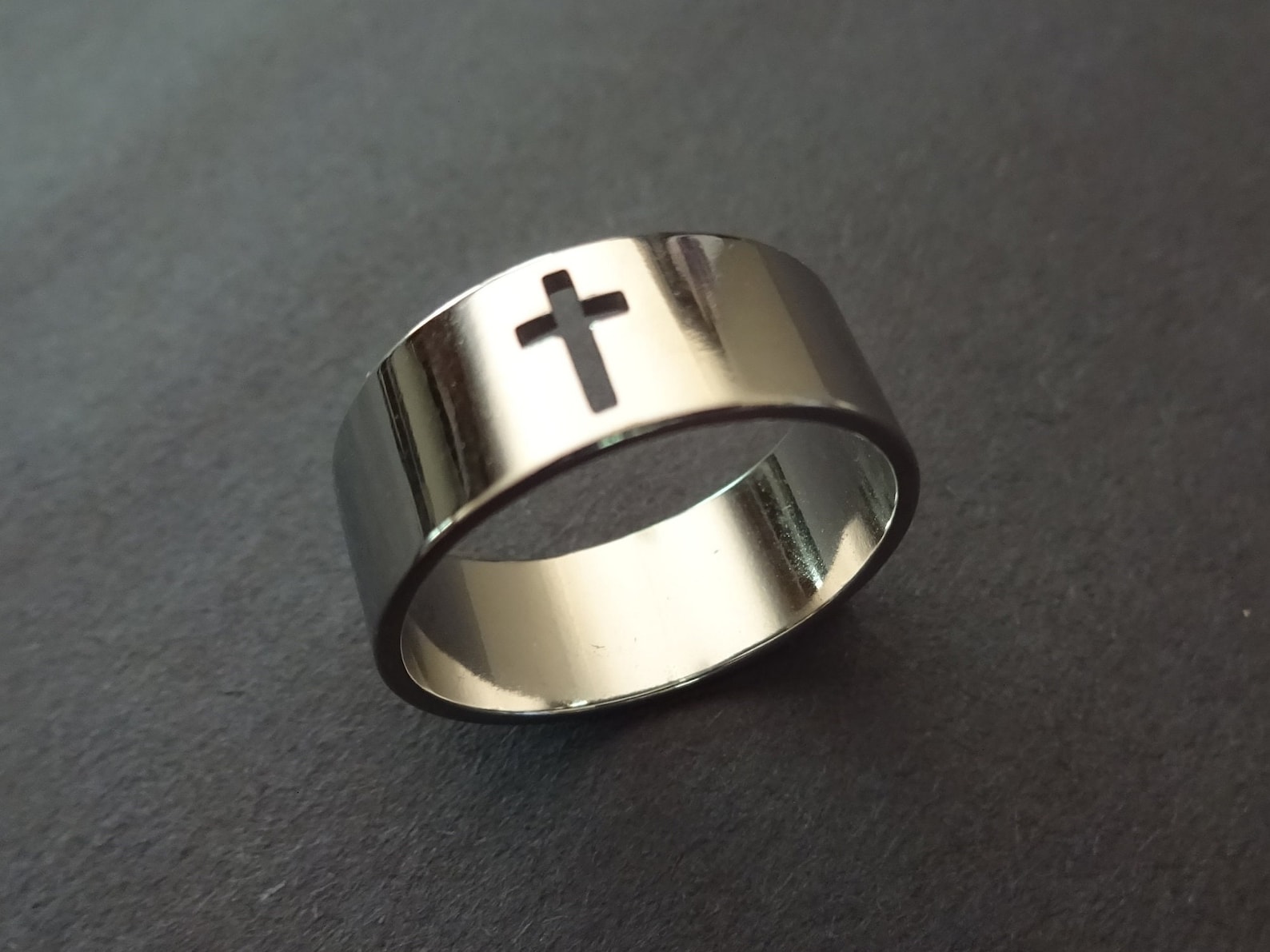Stainless Steel Cross Ring Silver Cross Band Sizes 7-11 - Etsy