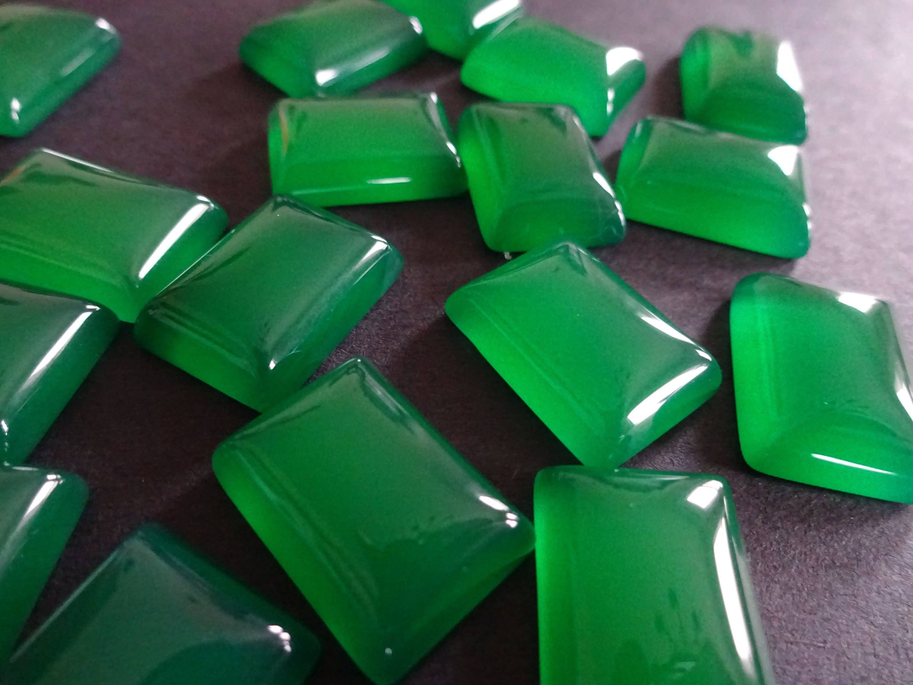 18x13x6mm Natural Green Agate Gemstone Cabochon, Rectangle Cabochon ...
