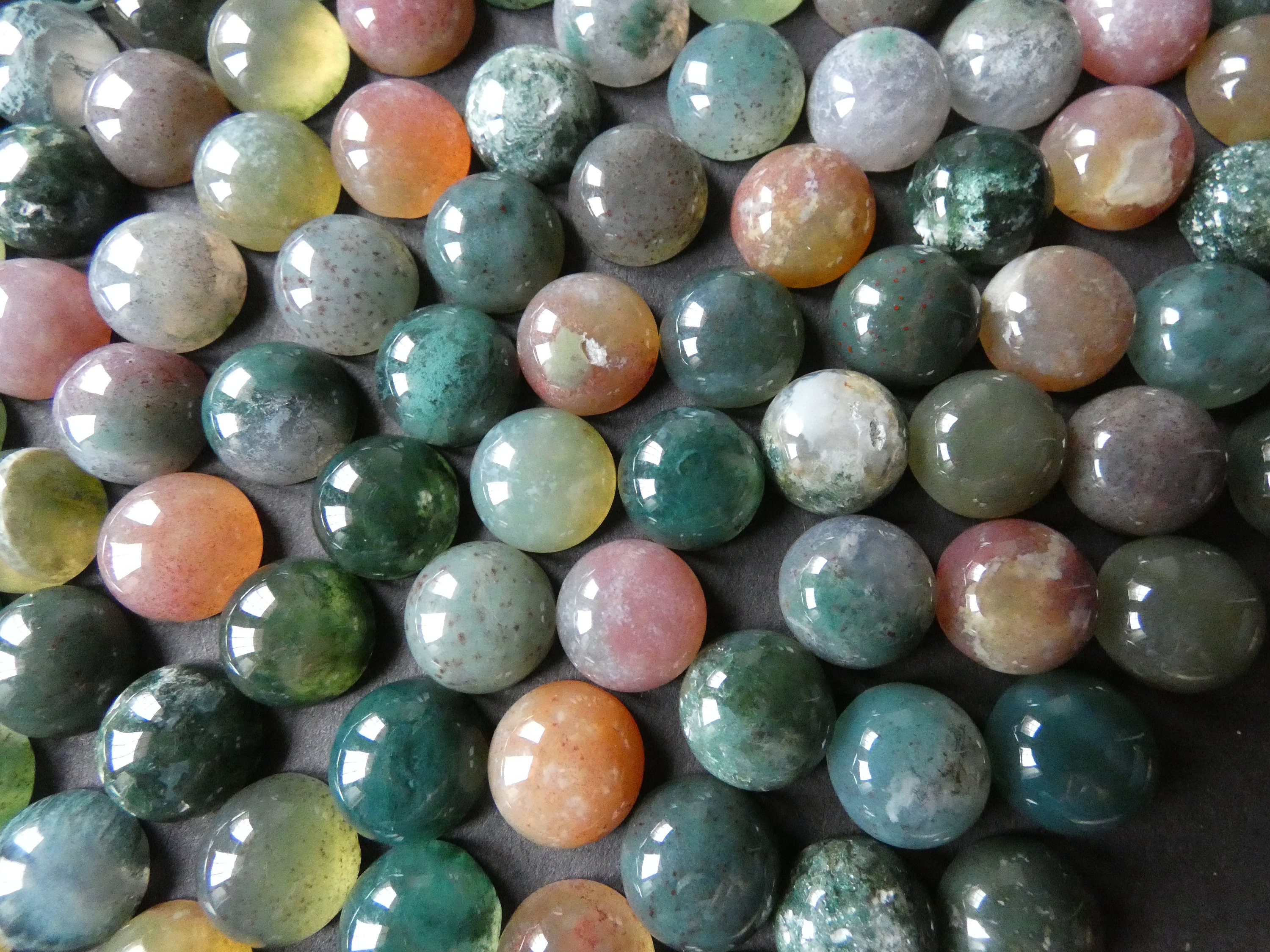 3 PACK 10x5mm Natural Indian Agate Gemstone Cabochon, Round Cabochon ...