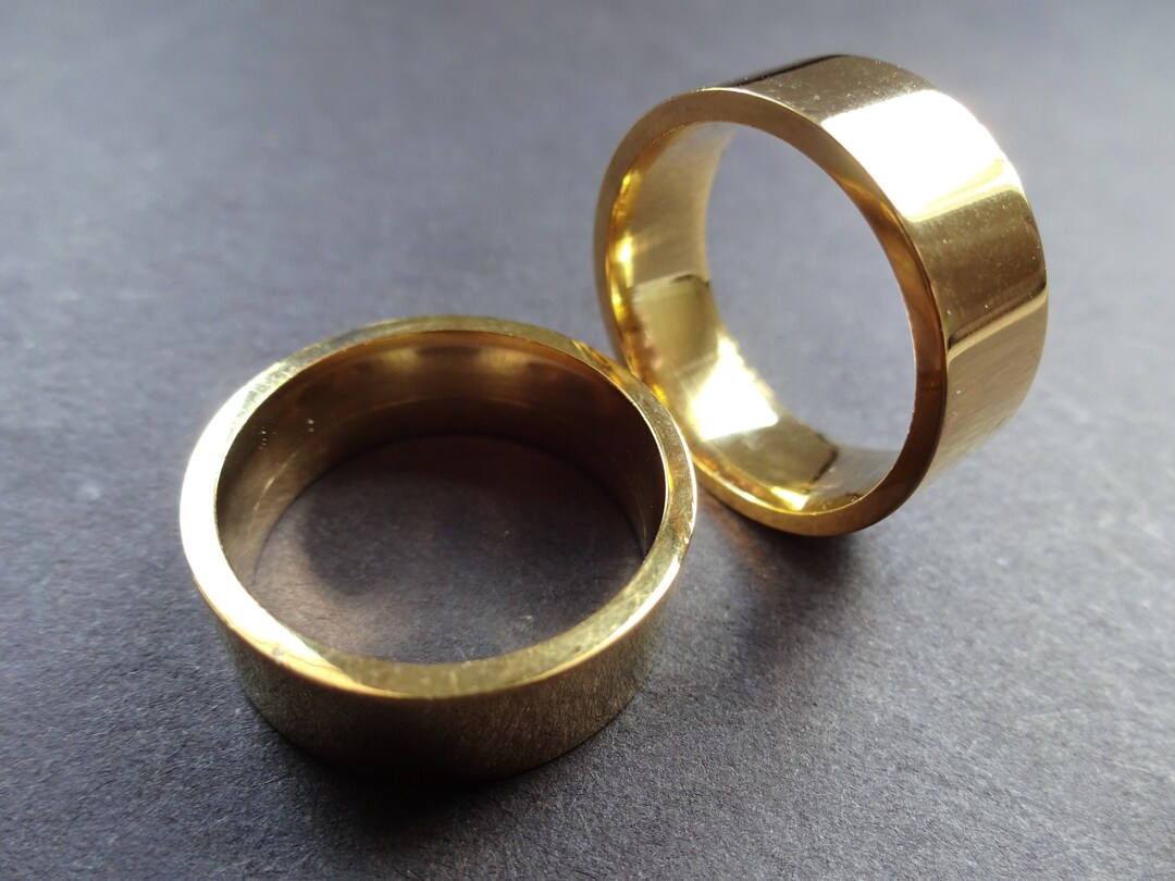 Classic Stainless Steel Golden Ring, Basic Band, Size 7-12, Handcrafted ...