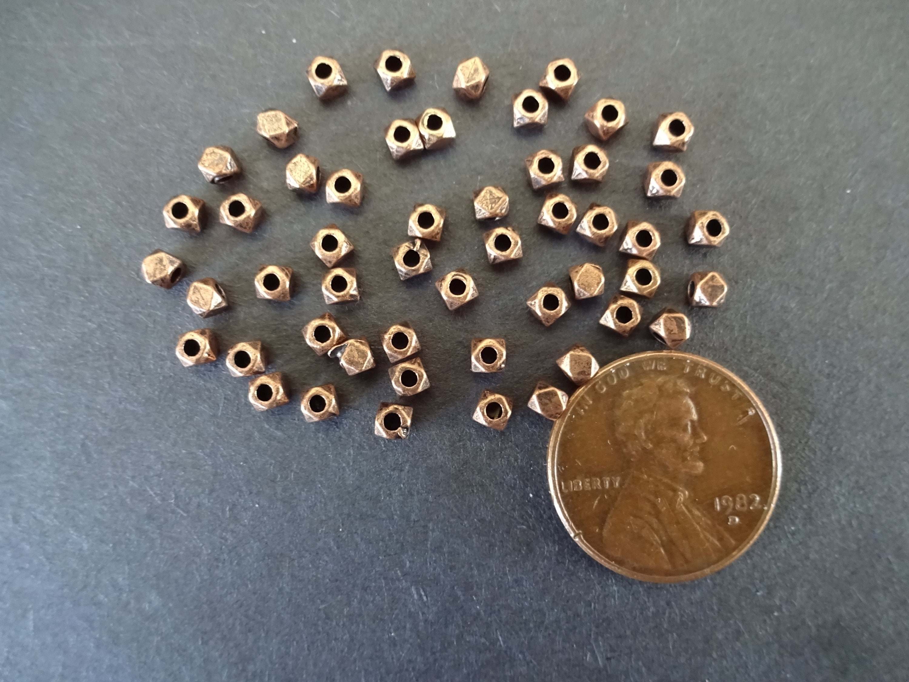 50 PACK 3x2.5mm Alloy Metal Screw Nut Beads, Antique Copper Color ...
