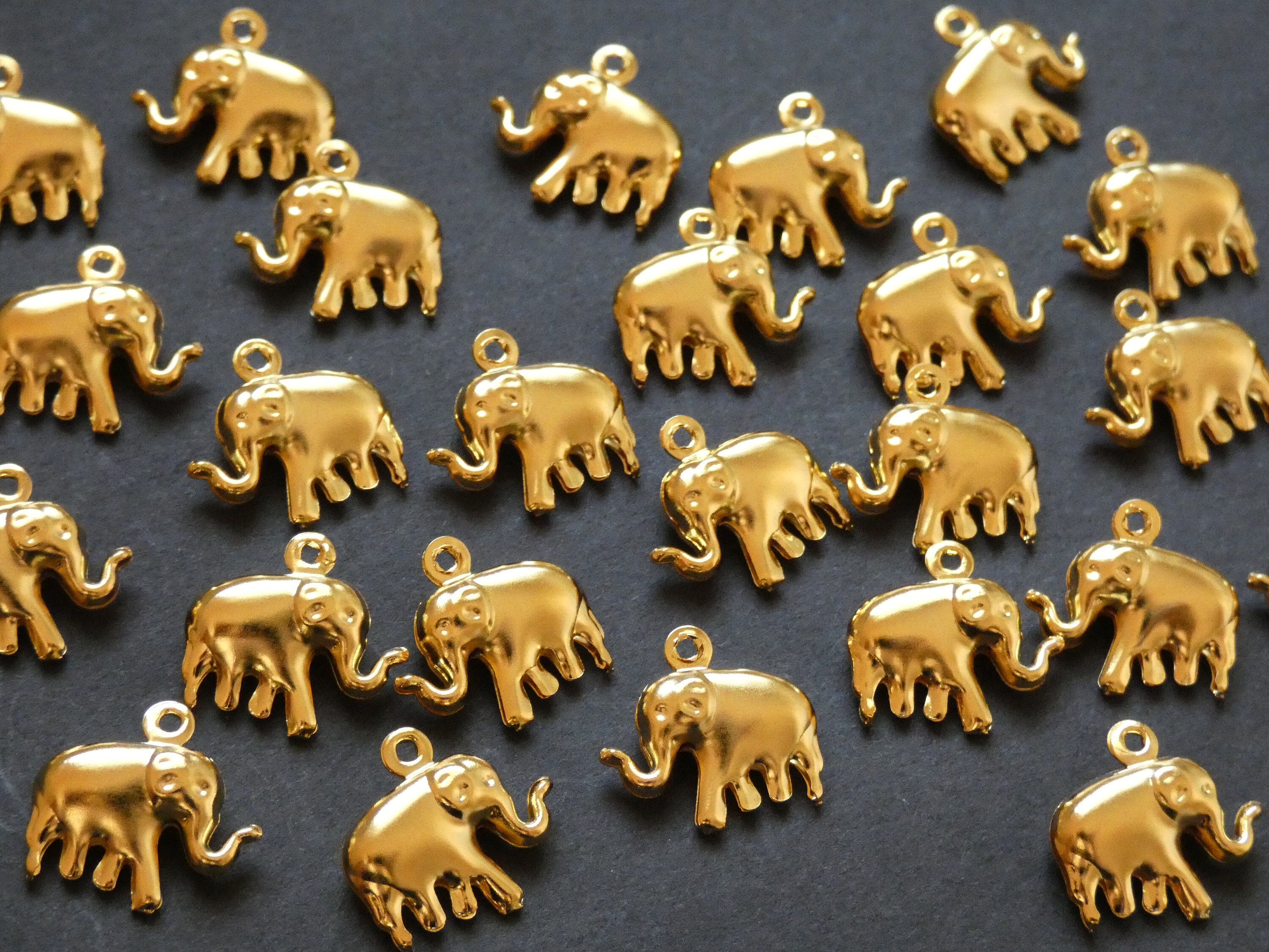 15x14mm Stainless Steel Elephant Charms, Hollow Elephant Charm, Gold ...