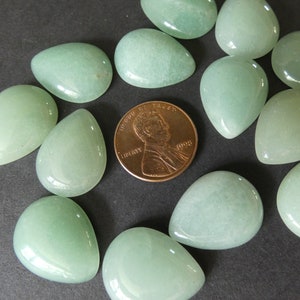 20mm Natural Teardrop Green Aventurine Gemstone Cabochon, Polished Gem ...