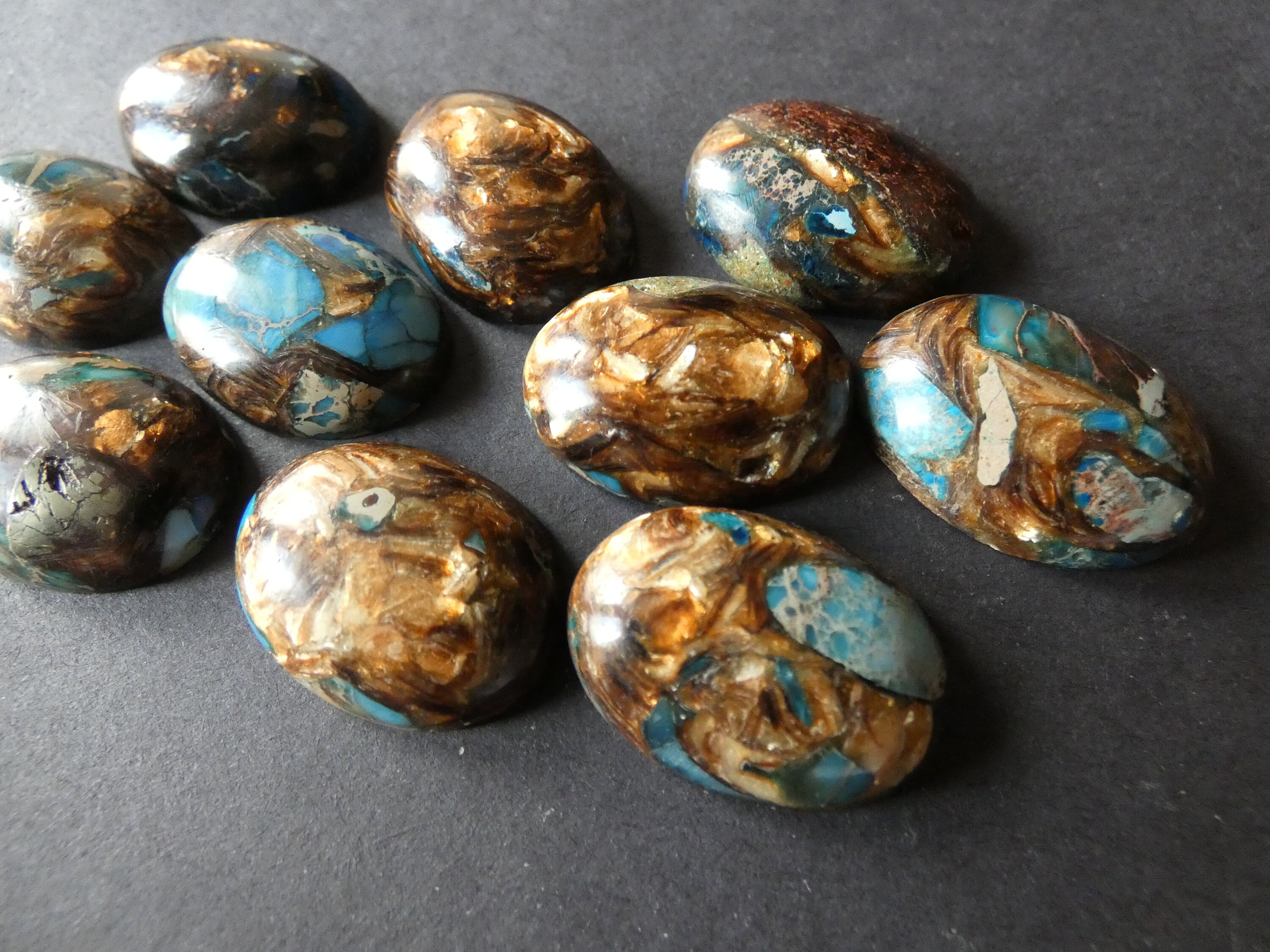 25-25.5mm Regalite & Bronzite Cabochon, Dyed, Oval Cabochon, Dodger ...