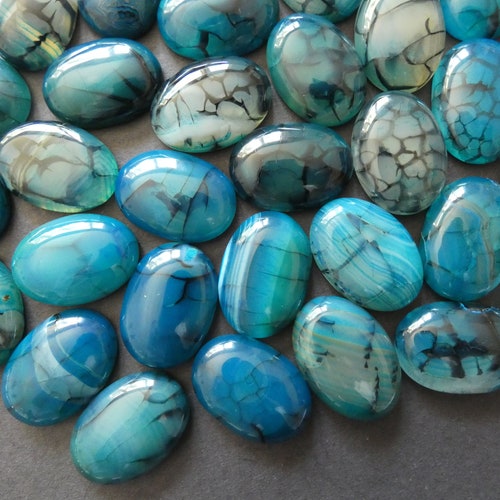 Natural Dyed Blue Dragons Vein Agate Cabochon Oval 18x25mm - Etsy