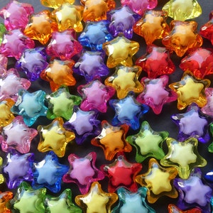 100 PACK 20mm Transparent Star Acrylic Beads, 20x18mm, Mixed Color ...