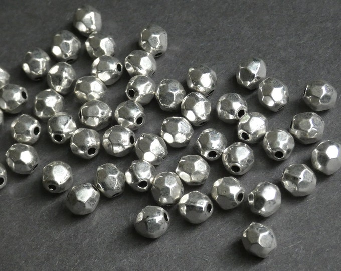 50 PACK 7mm Round Hammered Metal Beads, Metal Spacers, Round Bead, 1 ...