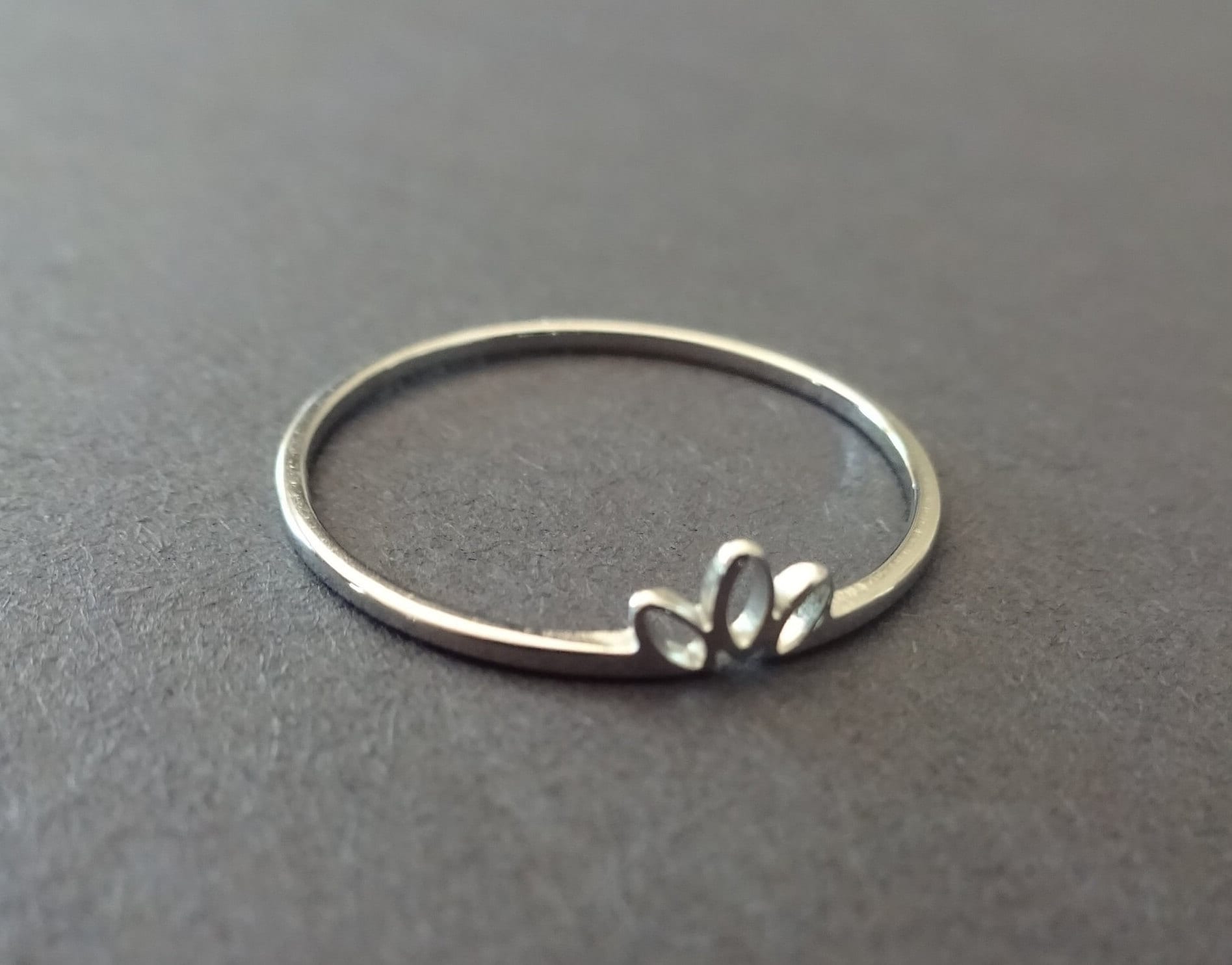 Stainless Steel Simple Lotus Ring, Silver Ring With Lotus Plant ...