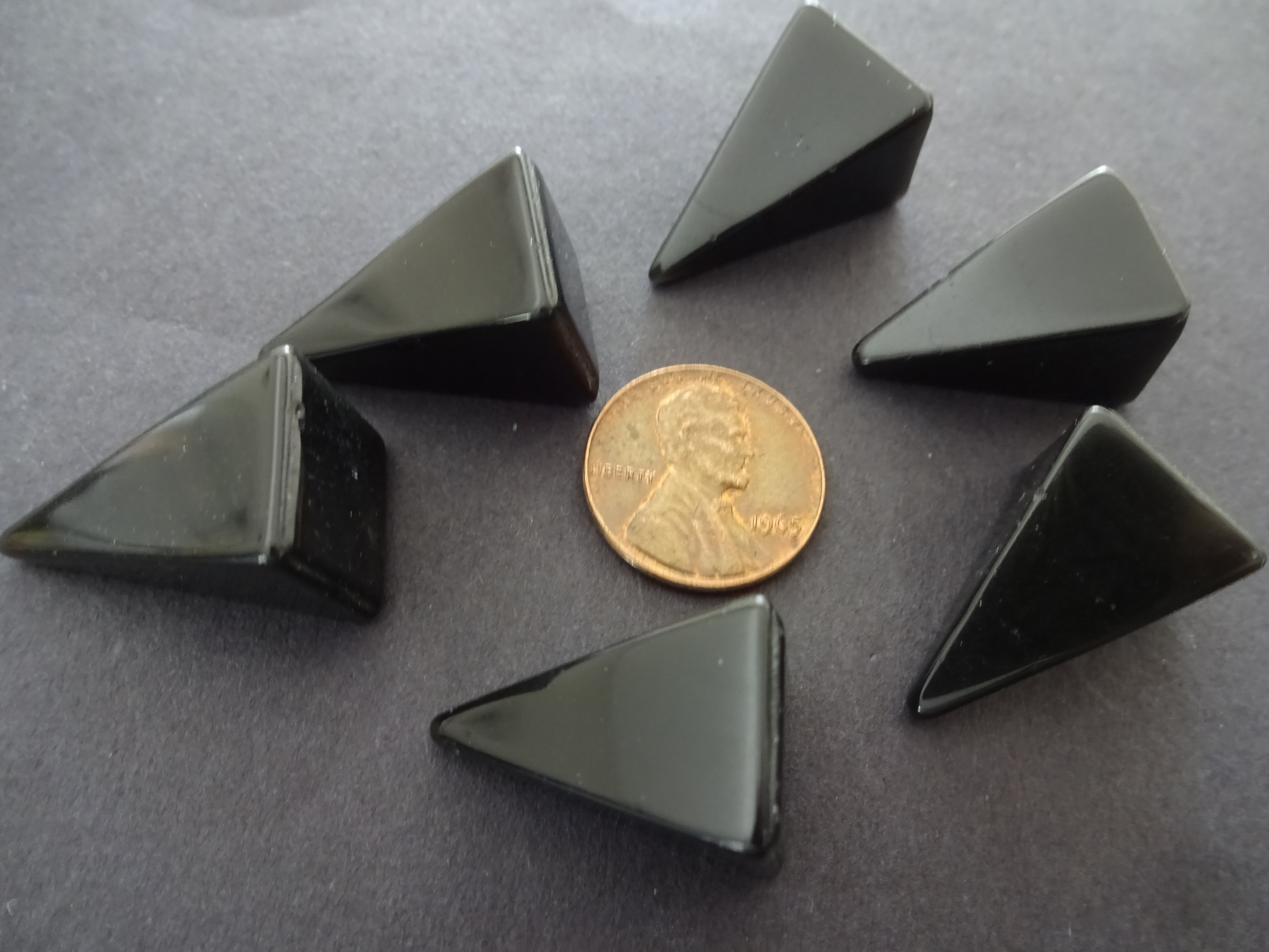 25x14mm Natural Obsidian Pyramid Cabochon, Triangle Cab, Black Obsidian ...