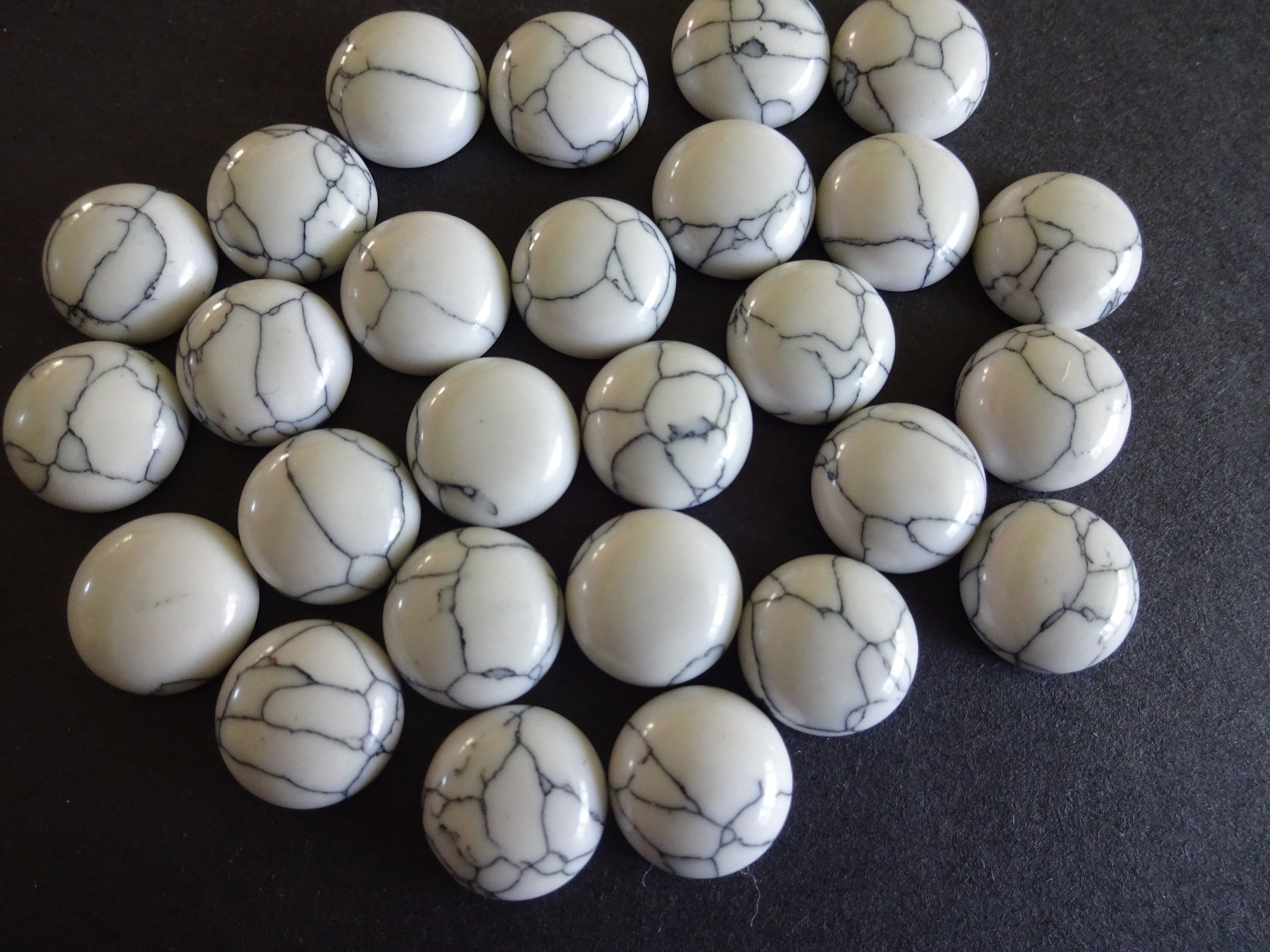 12x5mm Natural Howlite Cabochon, Round Gemstone Cabochon, Polished Gem ...