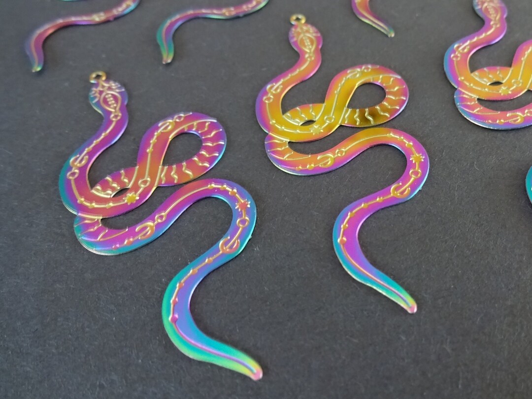 5 PACK 63mm 201 Stainless Steel Snake Pendant, Multi Color Pendant ...