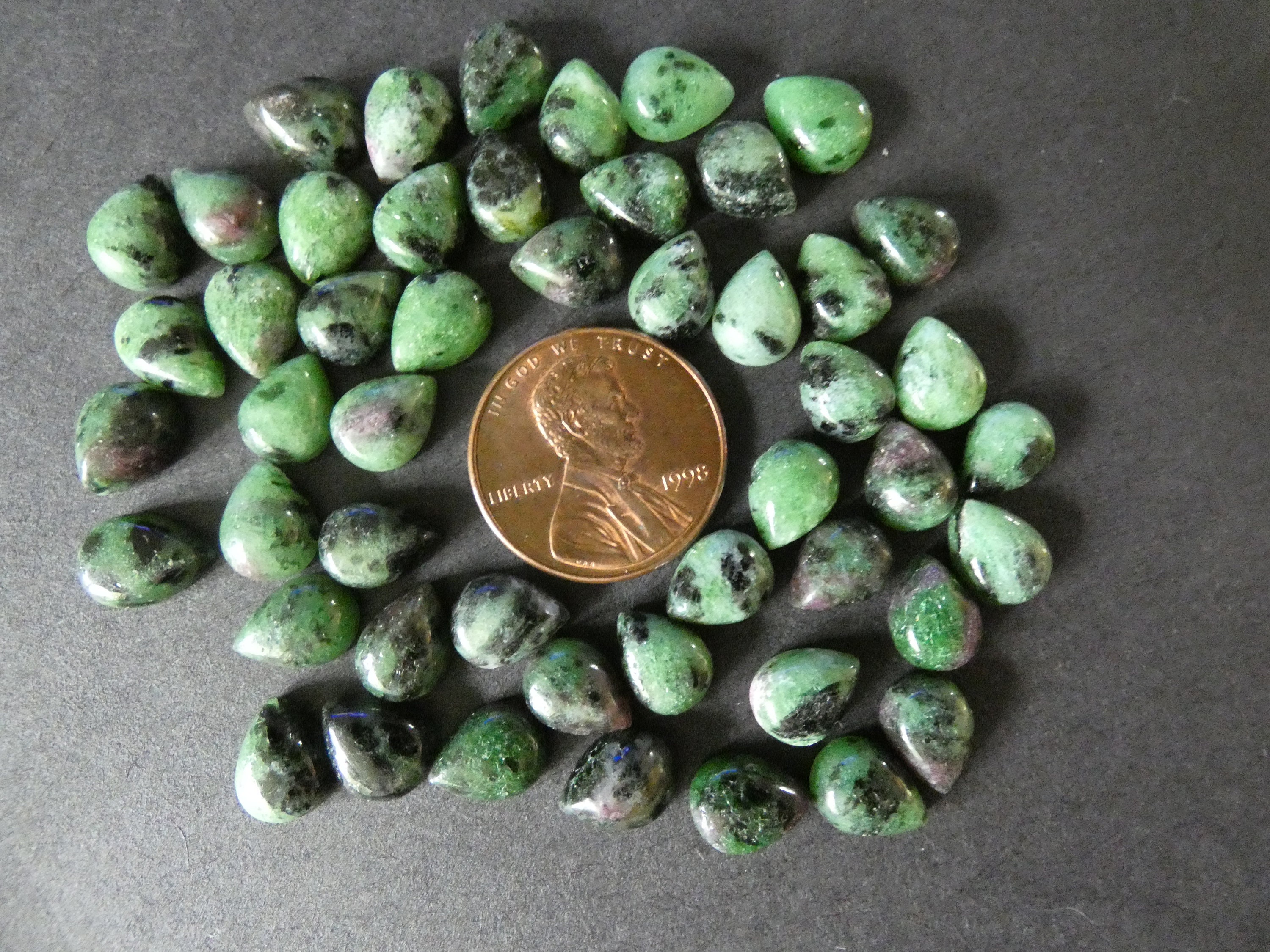 8x6mm Natural Ruby in Zoisite Cabochon, Teardrop, Green and Purple ...