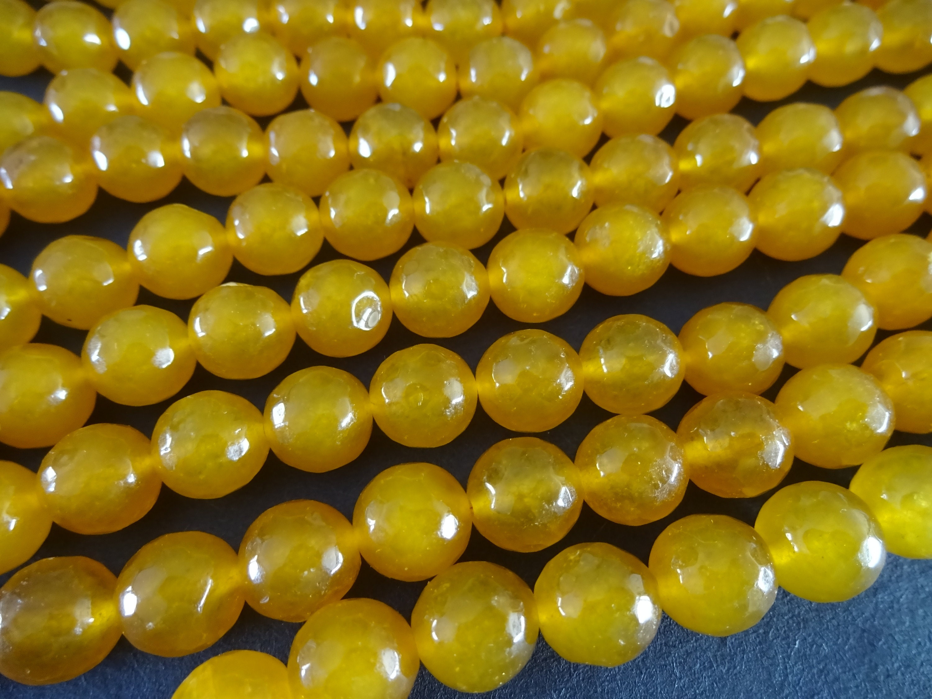 14.5 Inch 10mm Yellow Natural Malaysia Jade Bead Strand, Dyed, About 37 ...