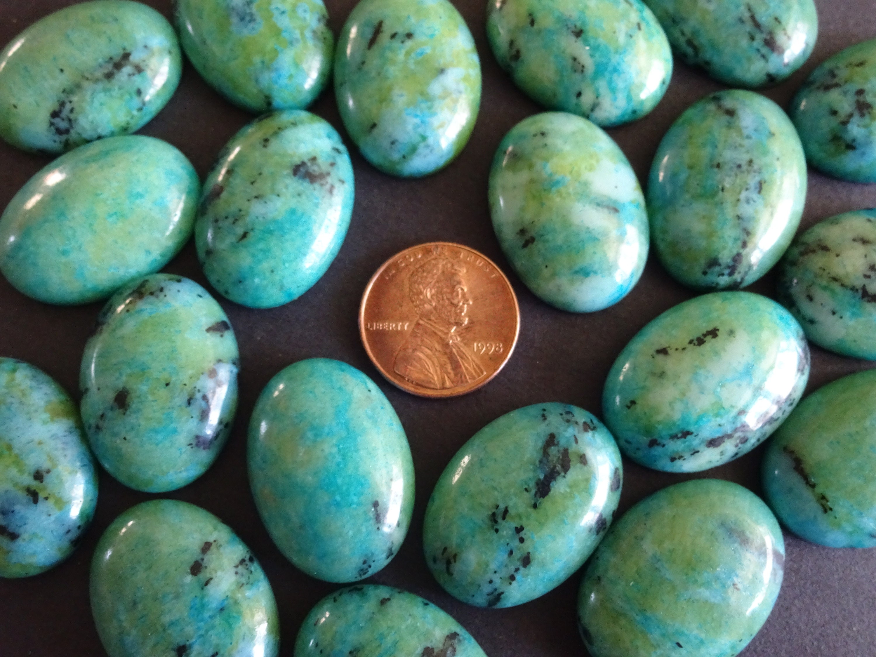 25x18mm Natural Chrysocolla Cabochon, Dyed, Blue & Black Swirls, Oval ...