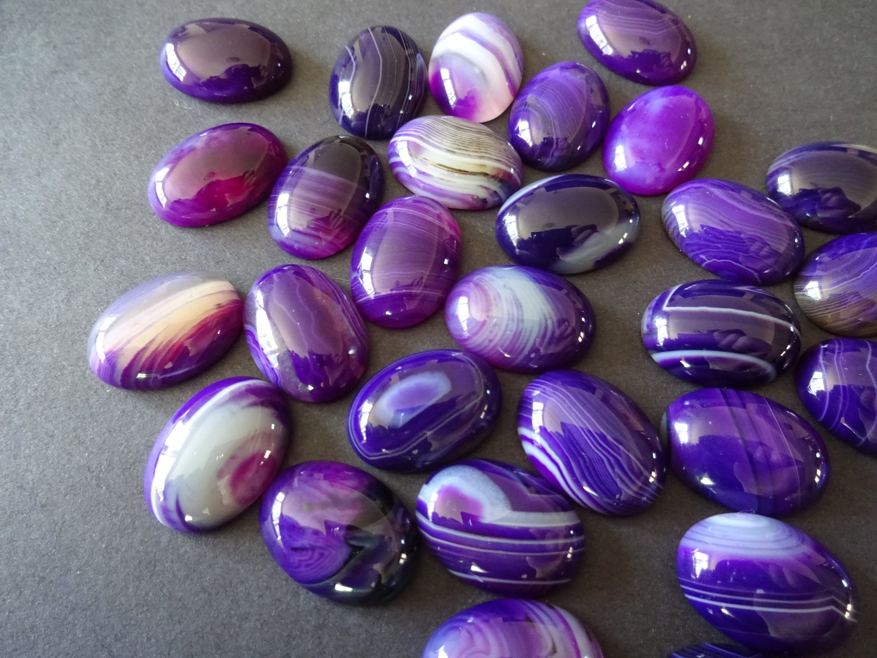 18x13x5mm Natural Purple Agate Gemstone Cabochon, Dyed Oval Cabochon ...
