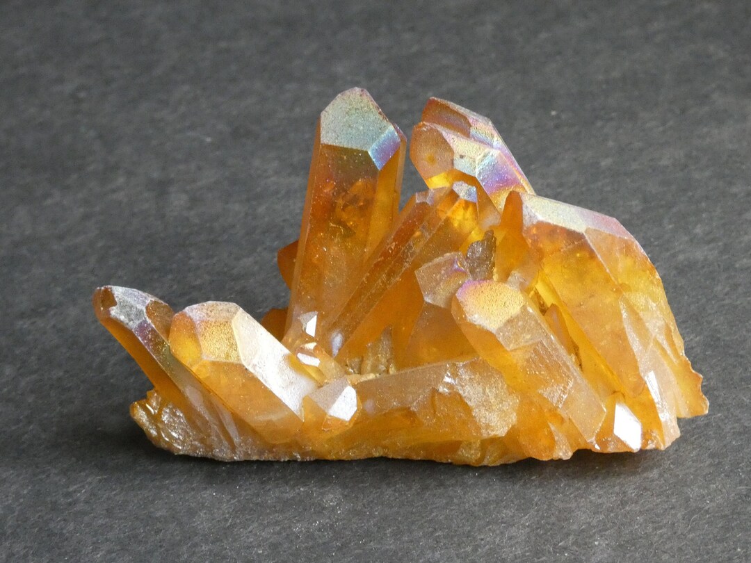 82x42 Electroplated Crystal Cluster, One of a Kind, Orange, Only One ...