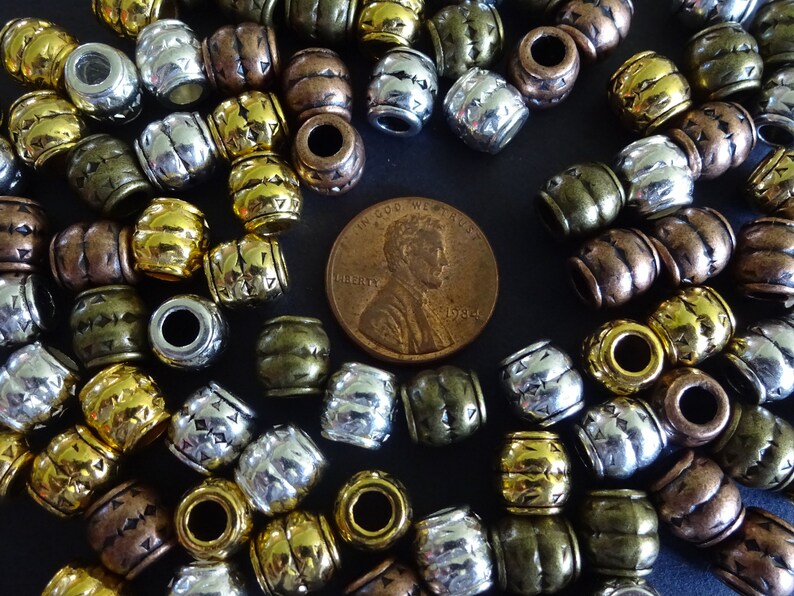 8x8mm Mixed Tibetan Metal Beads Barrels 5 Color Mixed Lot | Etsy