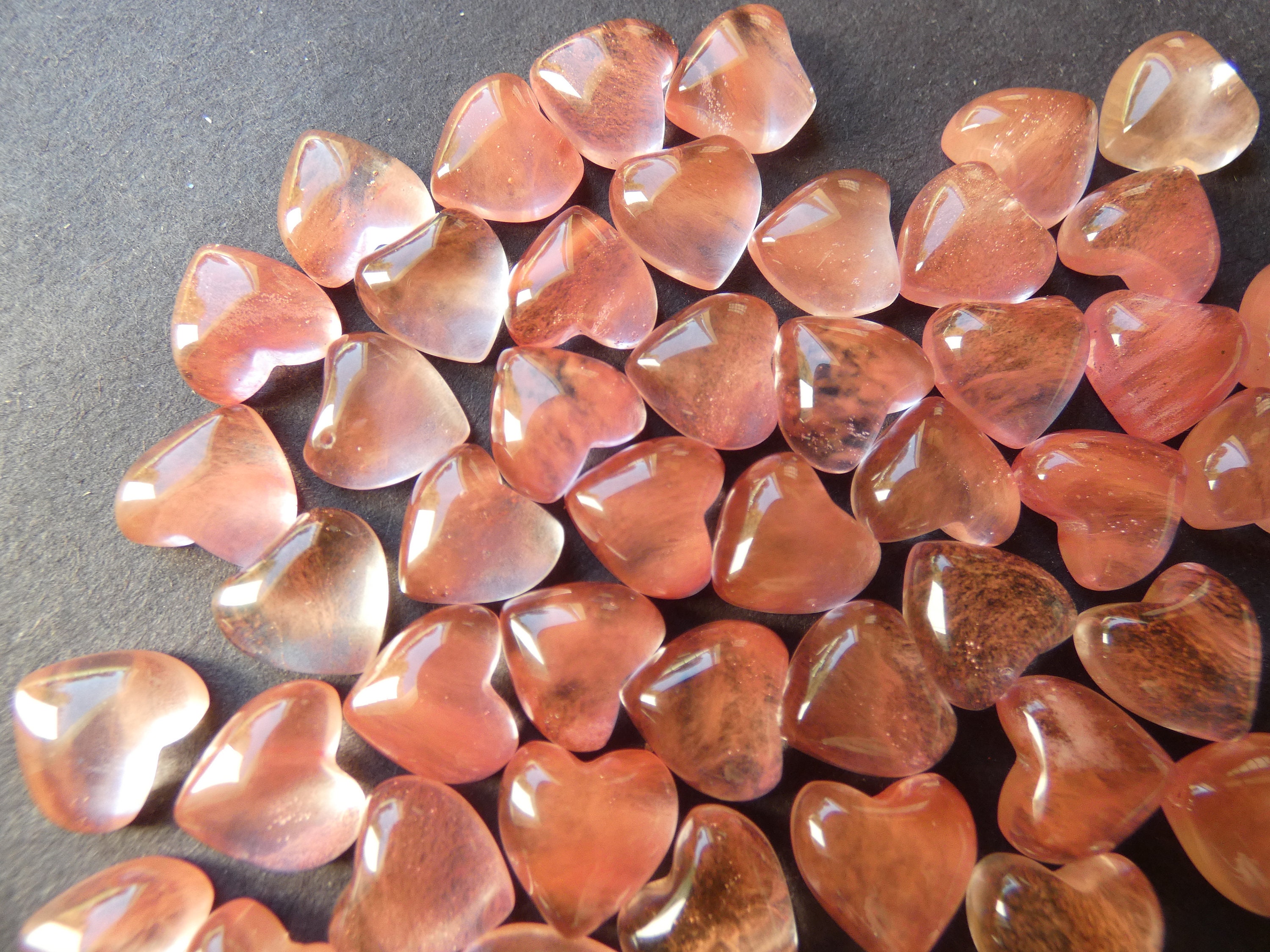 10mm Cherry Quartz Glass Cabochon, Heart Cabochon, Pink Gemstone Cab ...