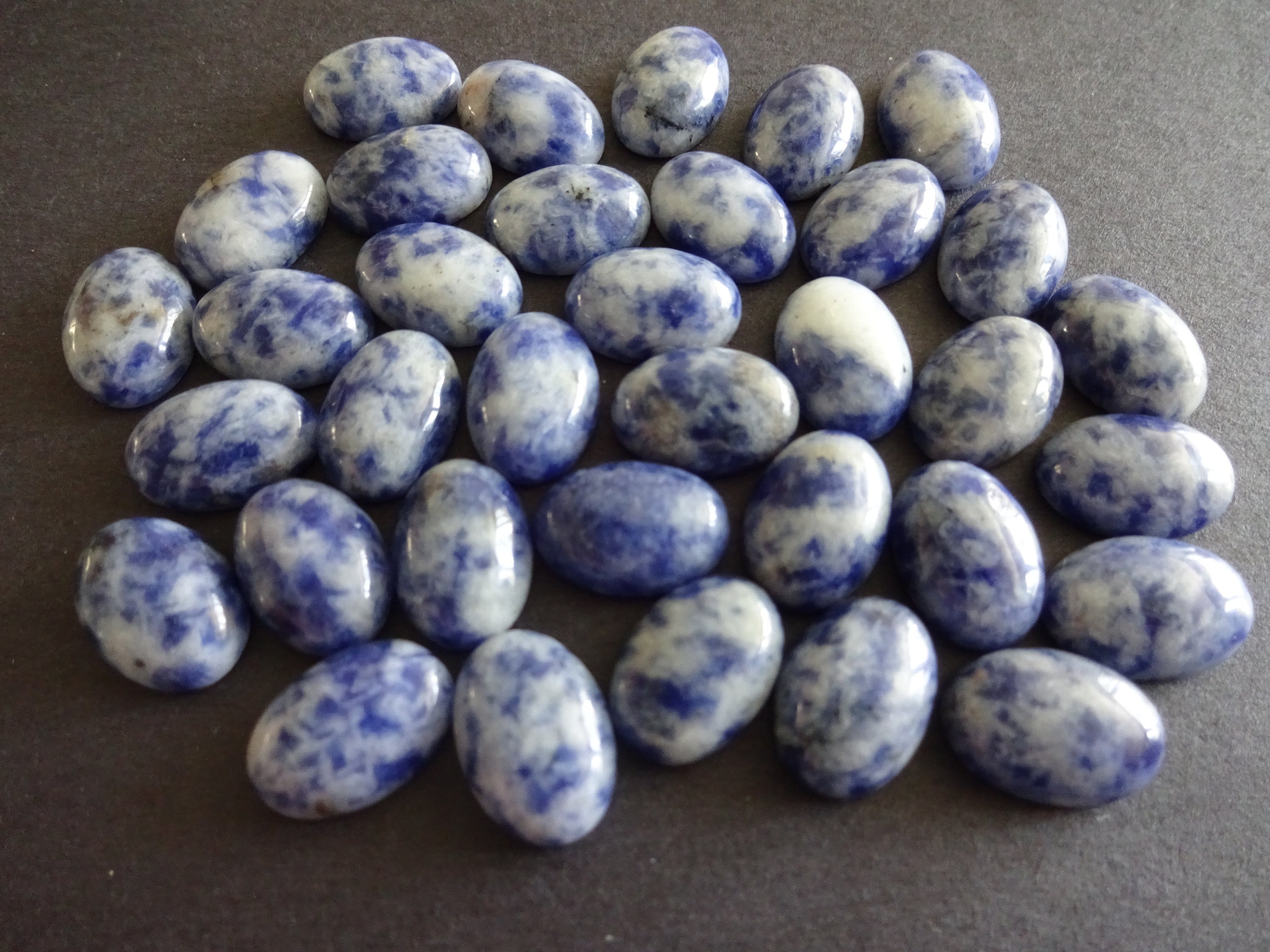 14x10mm Natural Blue Spot Stone Cabochon, Oval Cabochon, Polished Stone ...