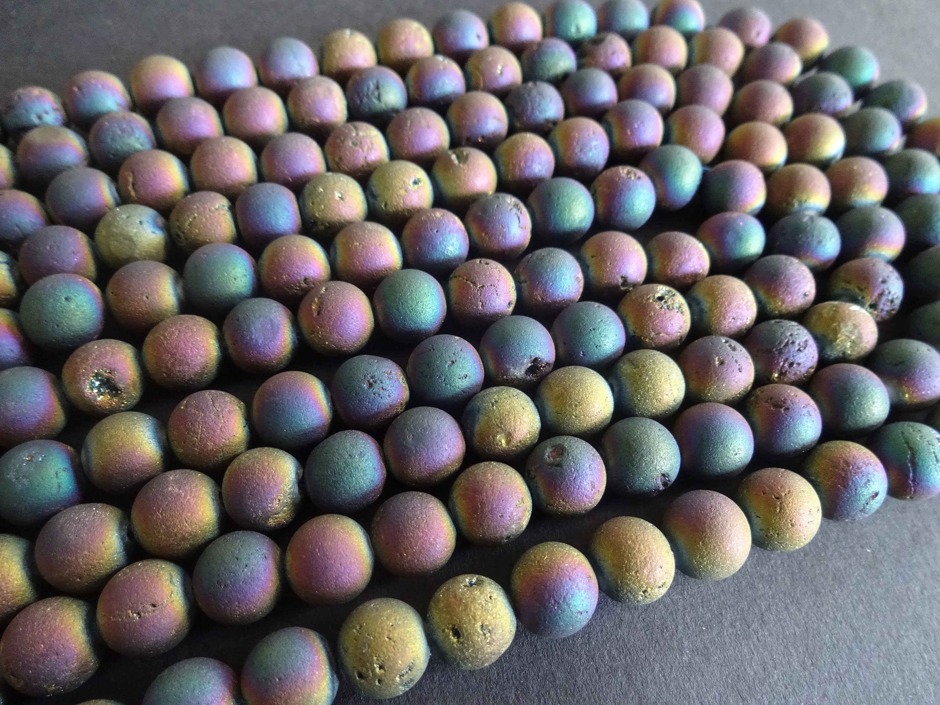 8mm Electroplated Natural Agate Ball Beads, 15 Inch Strand, Rainbow ...