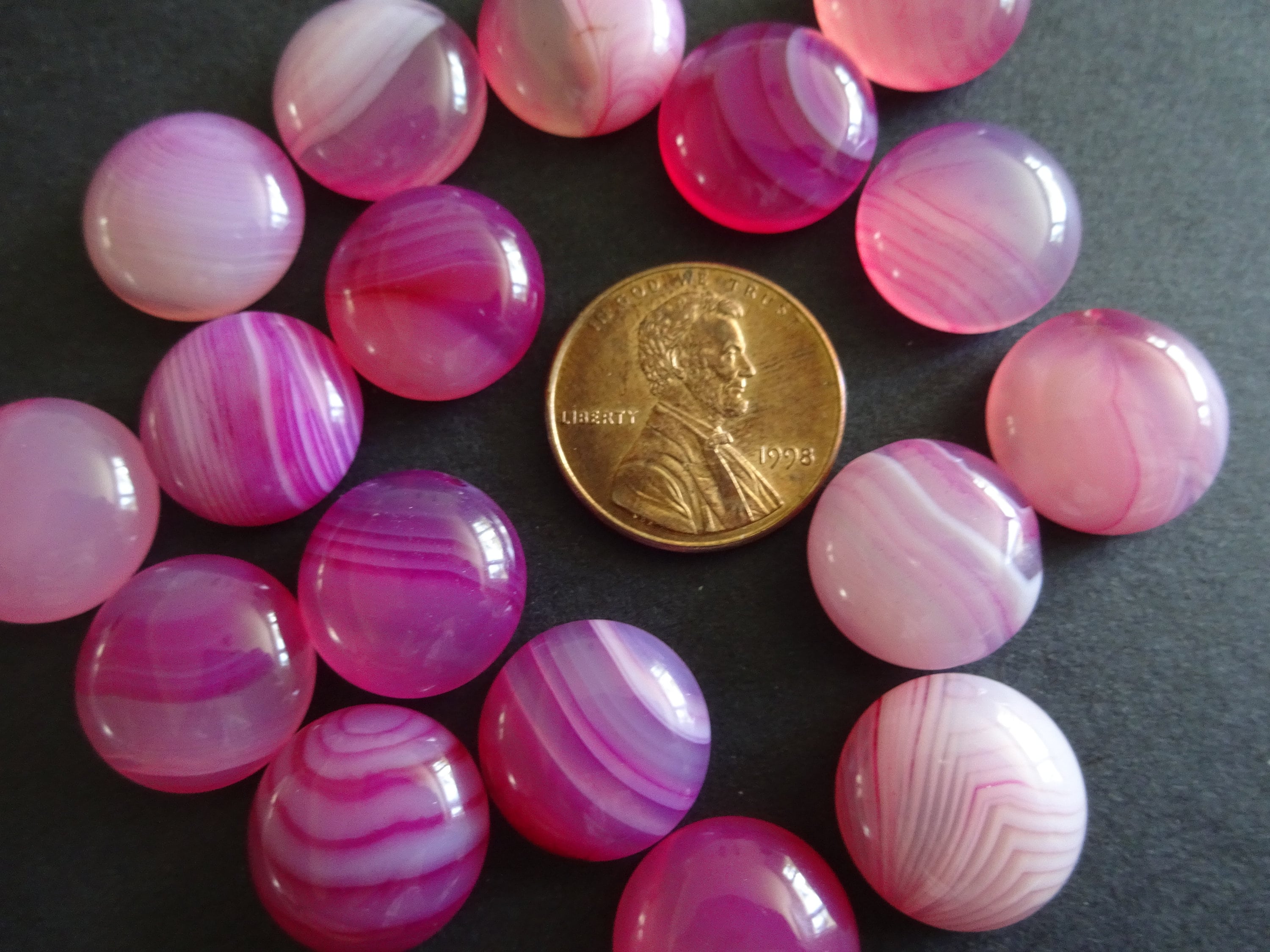 14x6mm Natural Striped Pink Agate Gemstone Cabochon Dyed | Etsy