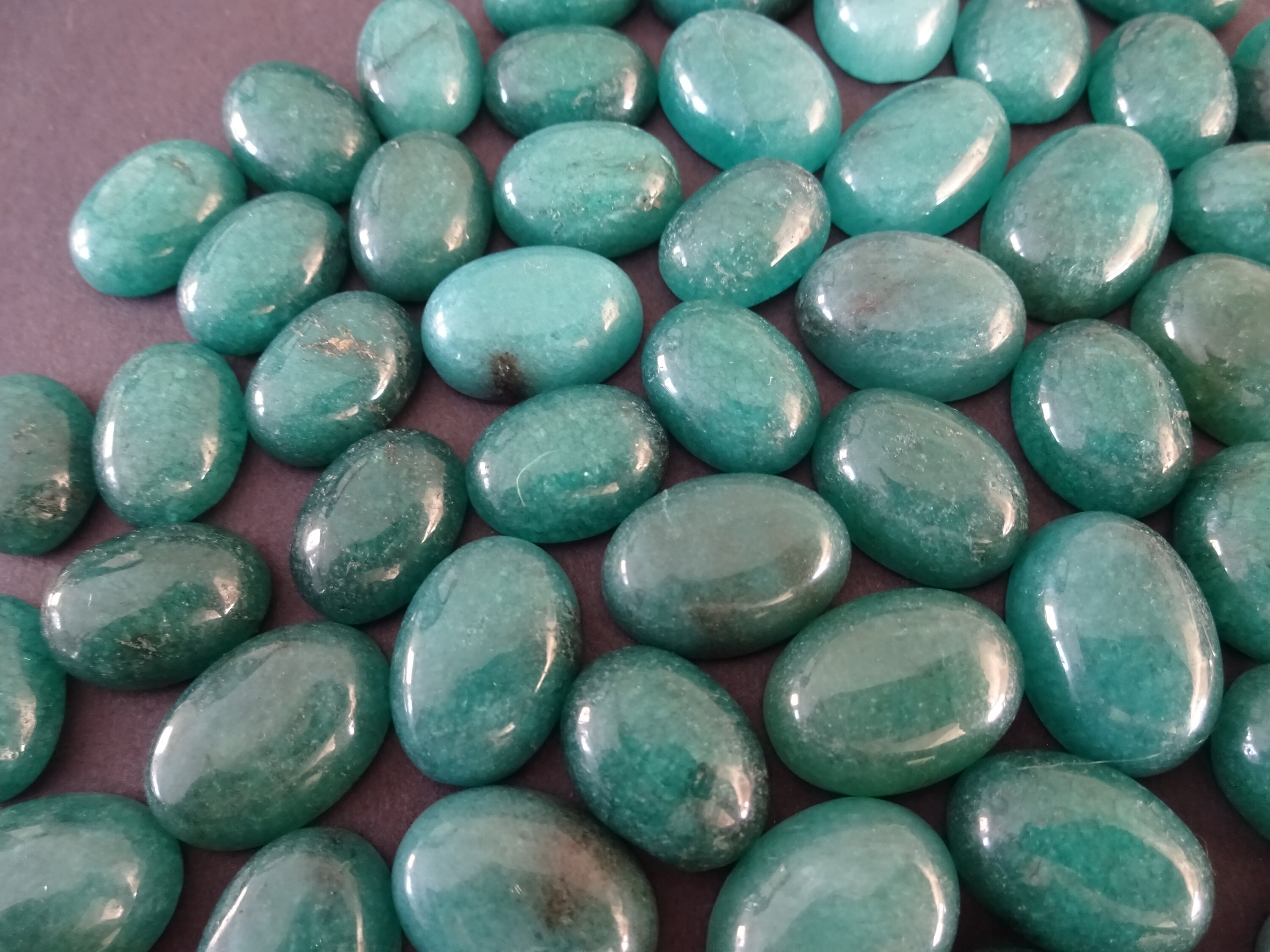 18x13mm Natural White Jade Dyed Gemstone Cabochon, Teal Oval Cabochon ...