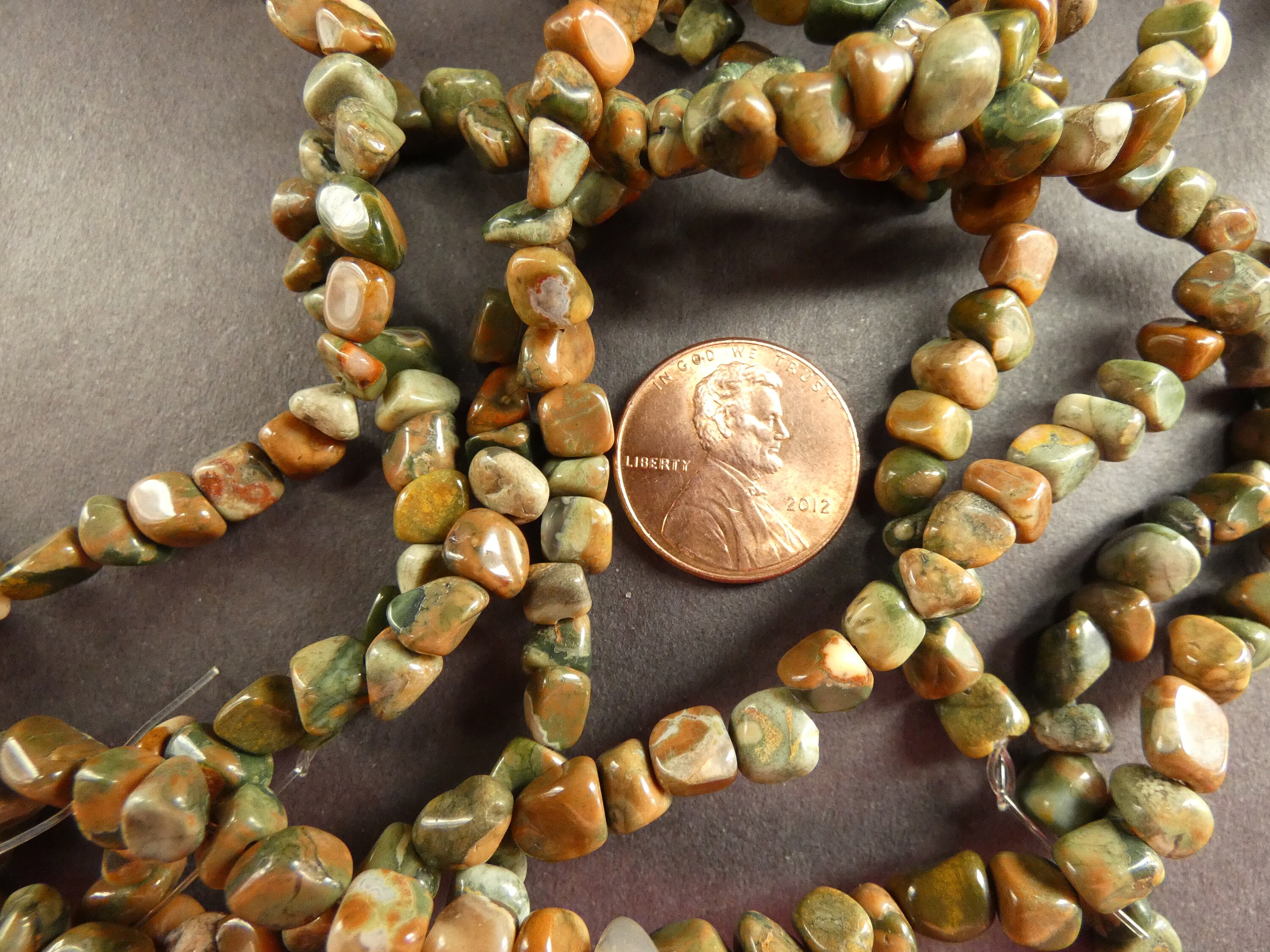 15.5 Inch 3-5mm Natural Rhyolite Bead Strand, About 82 Beads, Green and ...