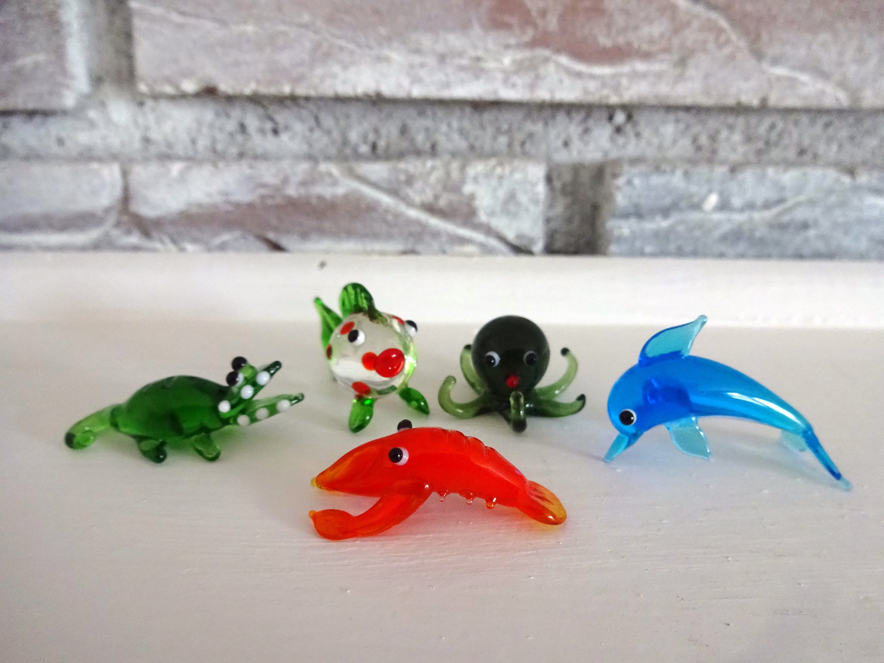 Glass Animal Set, 23-36mm Mini Lampwork Glass Ocean Animals, Collect ...