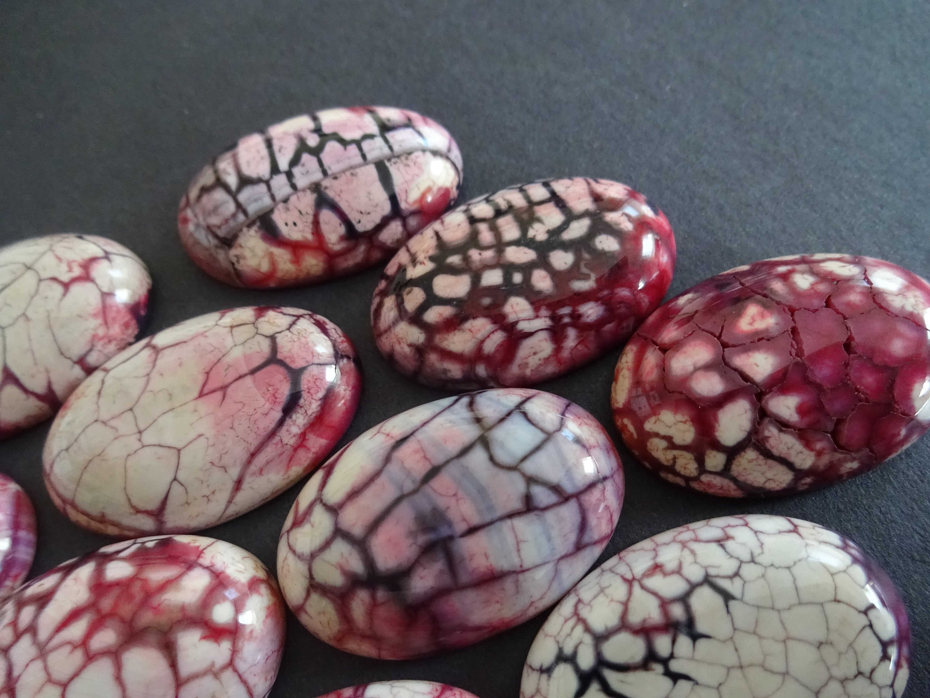 30x20x7mm Plum Natural Fire Agate Gemstone Cabochon, Dyed, Oval ...