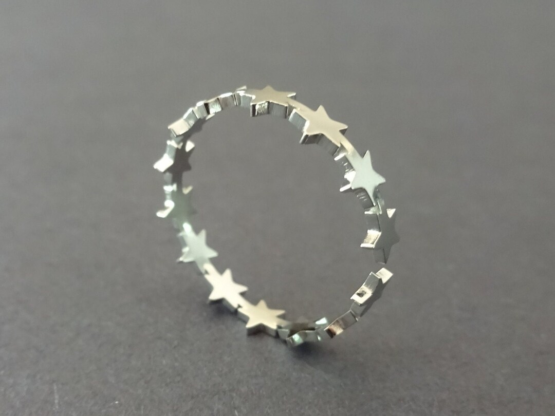 Stainless Steel Adjustable Stars Ring, Silver Star Ring, Resizable Ring ...